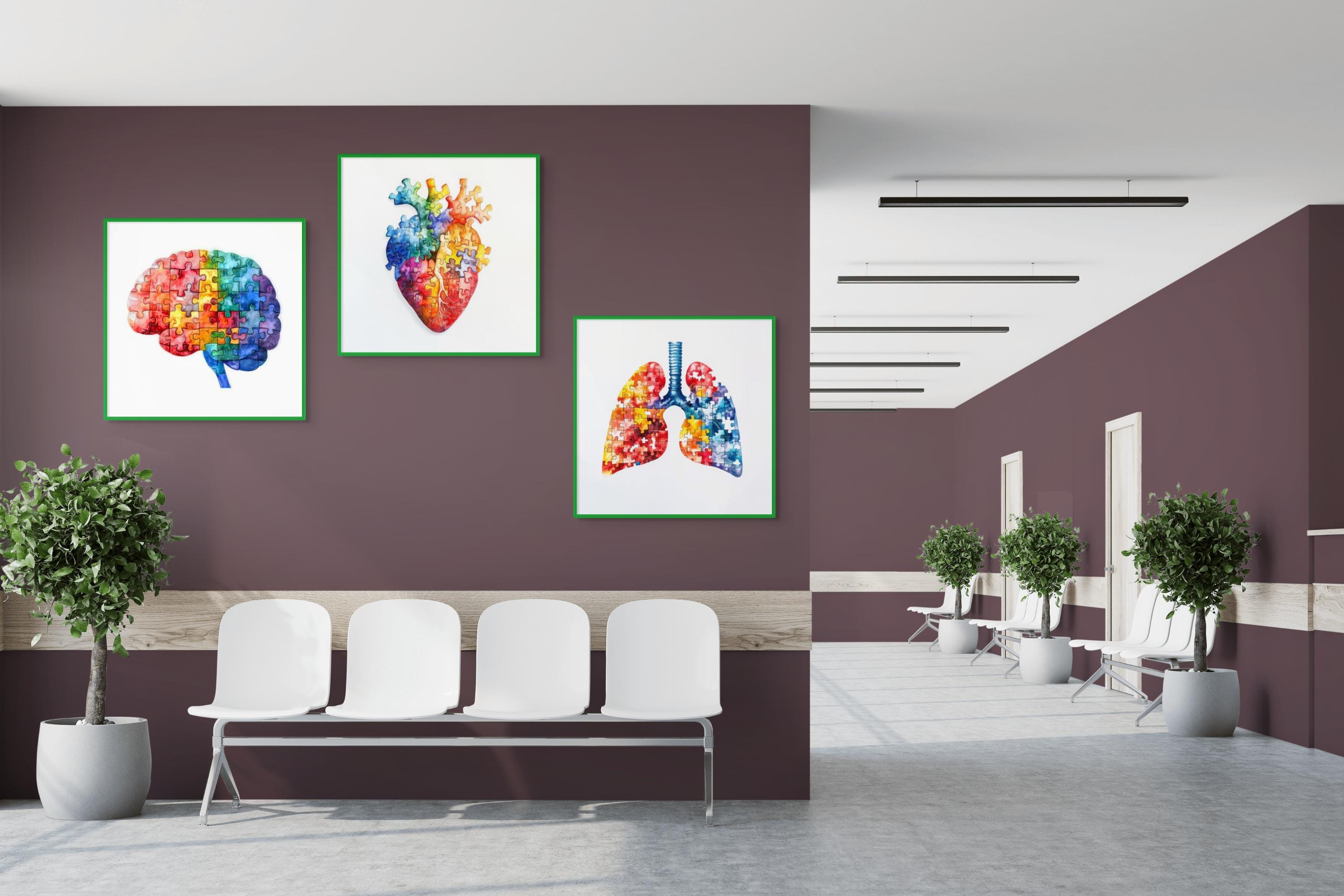 Human Heart Brain Lungs Print Anatomical Printable Anatomic Wall Art ...