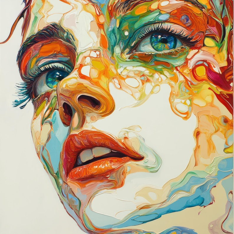 Woman Face Painting Female Portrait - Etsy