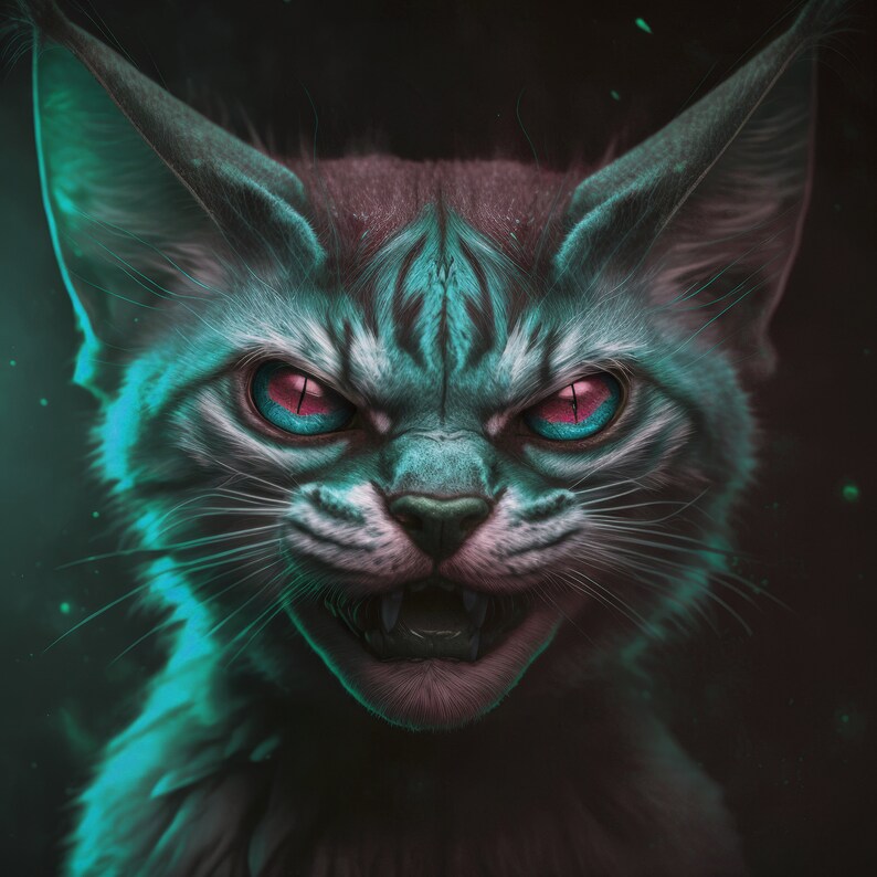 Halloween Cat Printable Angry Cat Print Scary Cat Portrait All Hallows ...