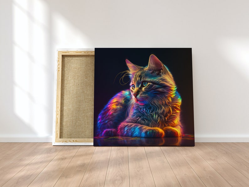 Colorful Cat Printable, Colorful Cat Print, Cat Wall Art, Cat Portrait ...