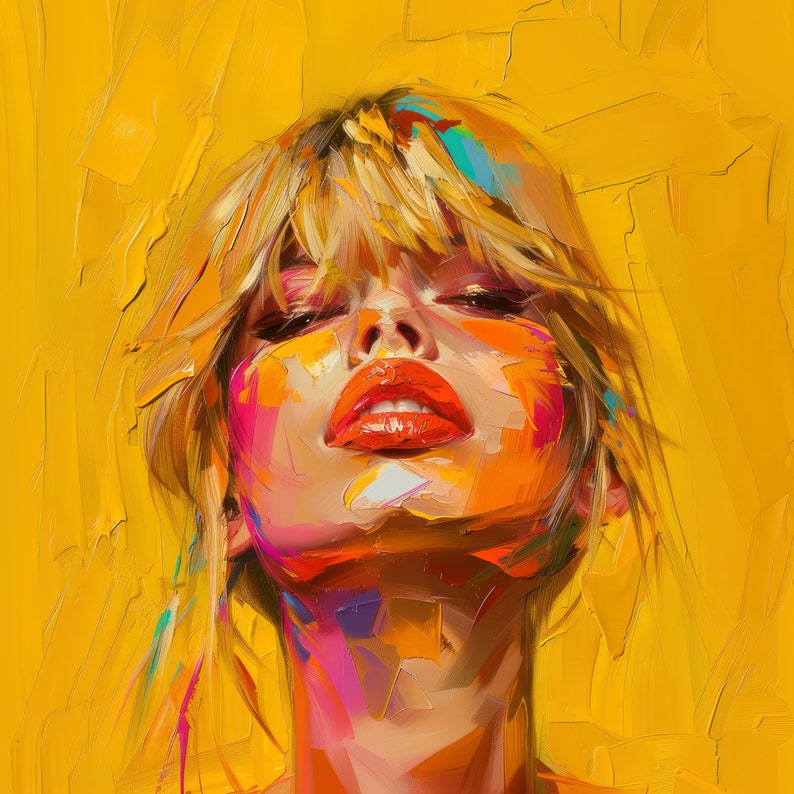 Woman Portrait Print Woman Face Printable Wall Art Painting Female Face ...