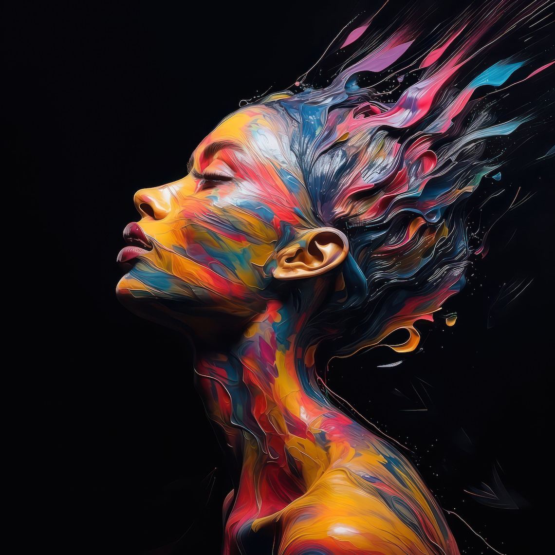 Colorful Woman Portrait Woman Face Wall Art Print Girl Poster Home ...