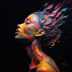Colorful Woman Portrait Woman Face Wall Art Print Girl Poster Home ...