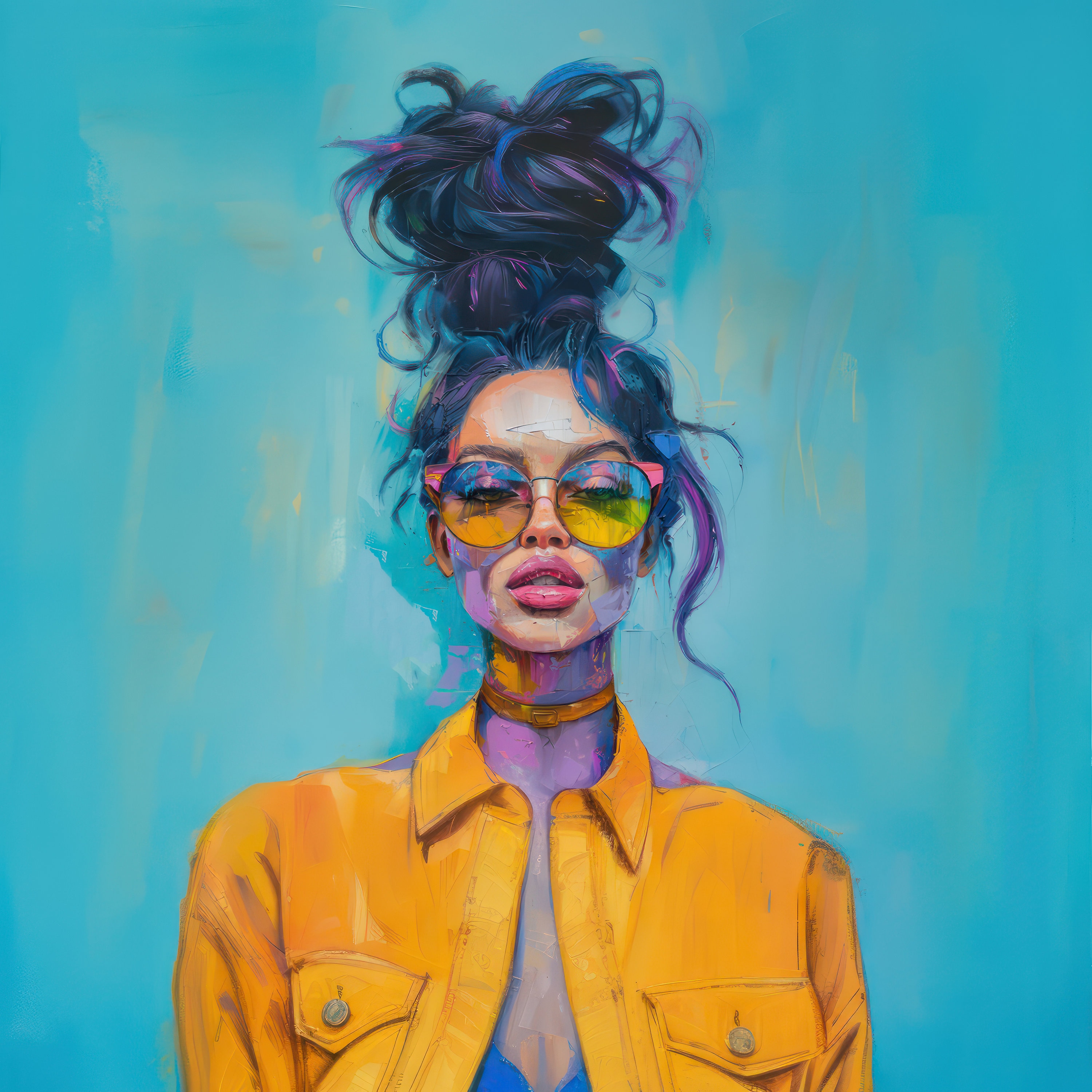 Colorful Woman Print Woman Face Printable Wall Art Painting Female Face ...