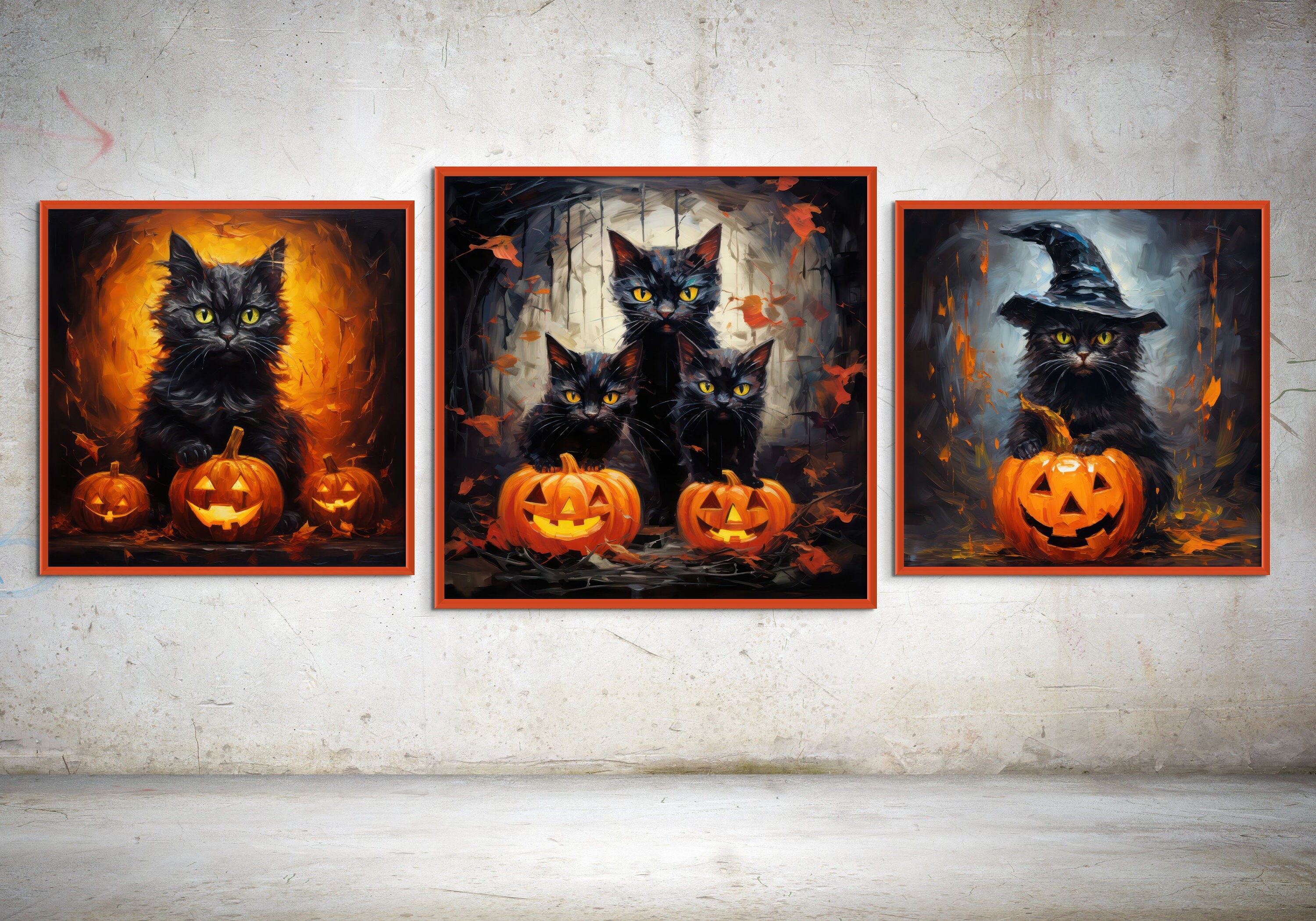 Halloween Cat Print Halloween Black Cat Printable Pumpkin - Etsy
