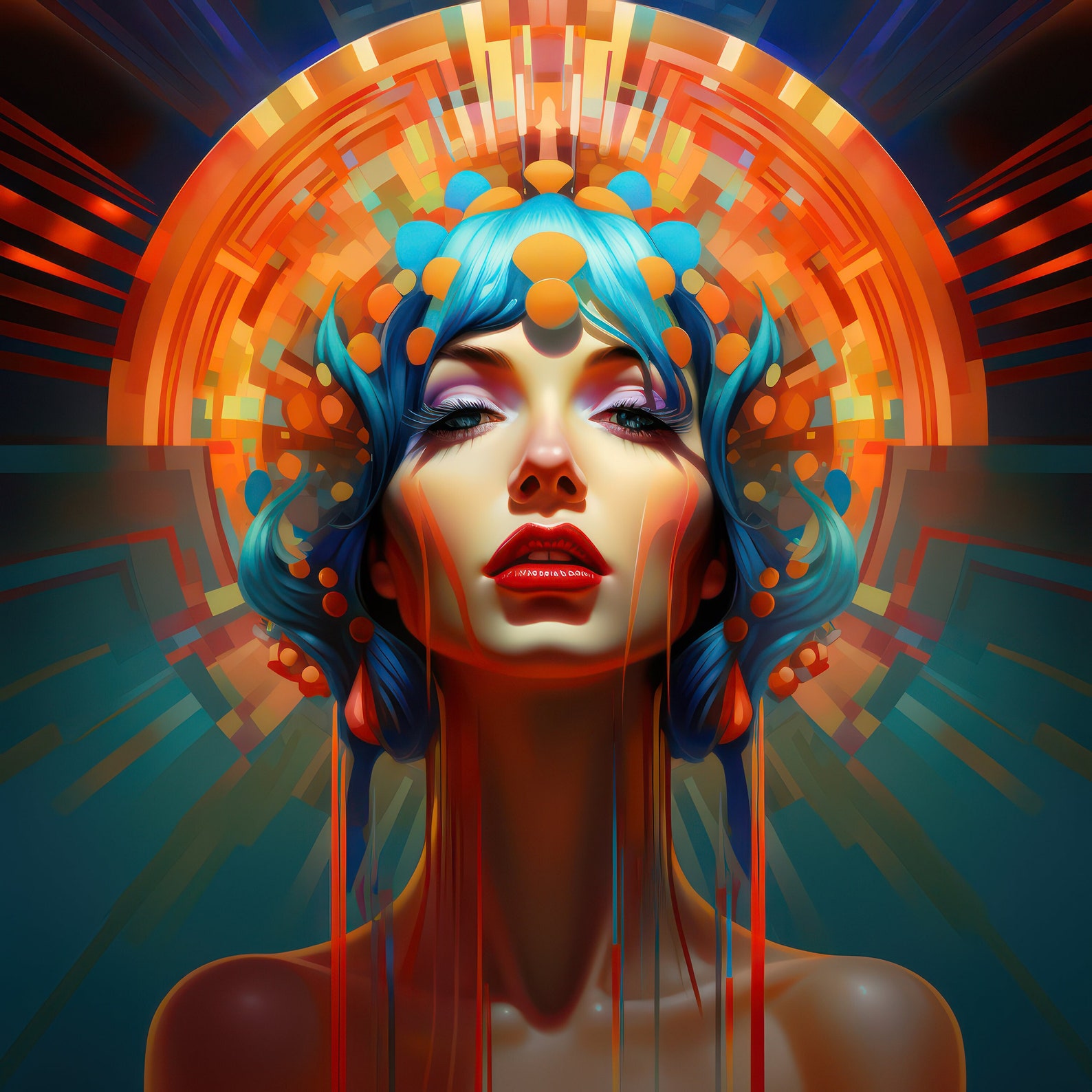 Colorful Woman Portrait Woman Face Wall Art Print Girl Poster - Etsy