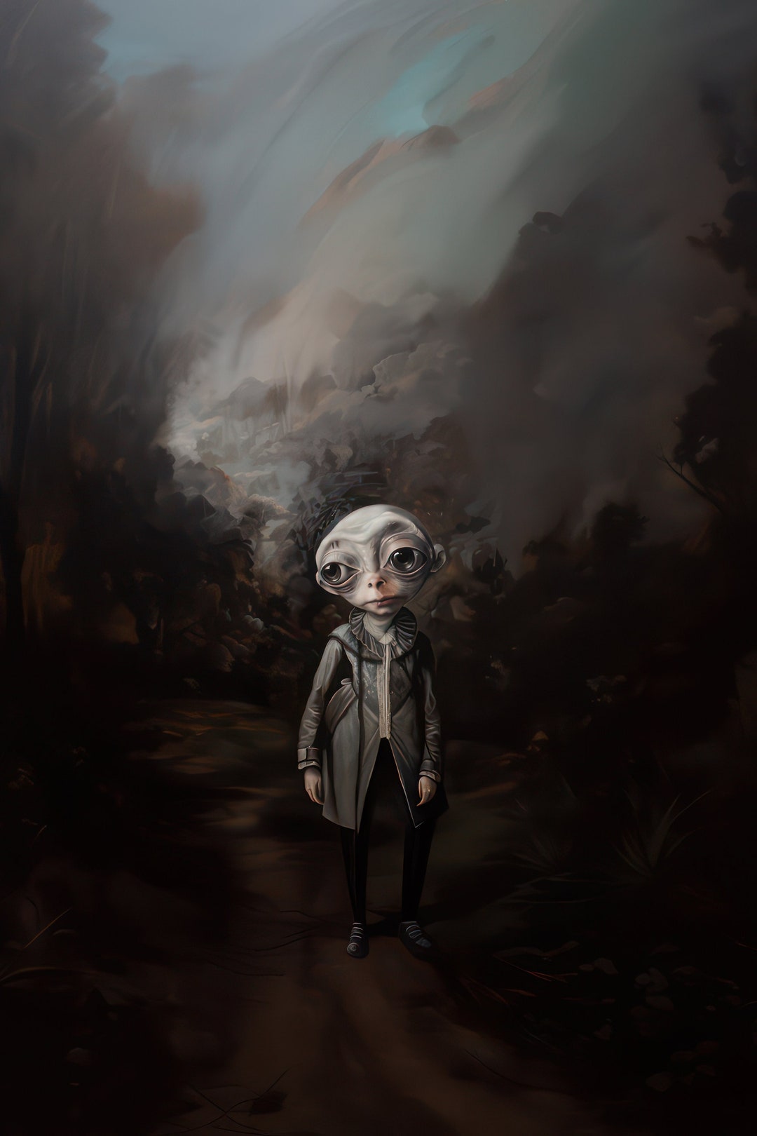 Alien Poster Alien Painting Alien Printable Cosmos Wall Art Space Home ...