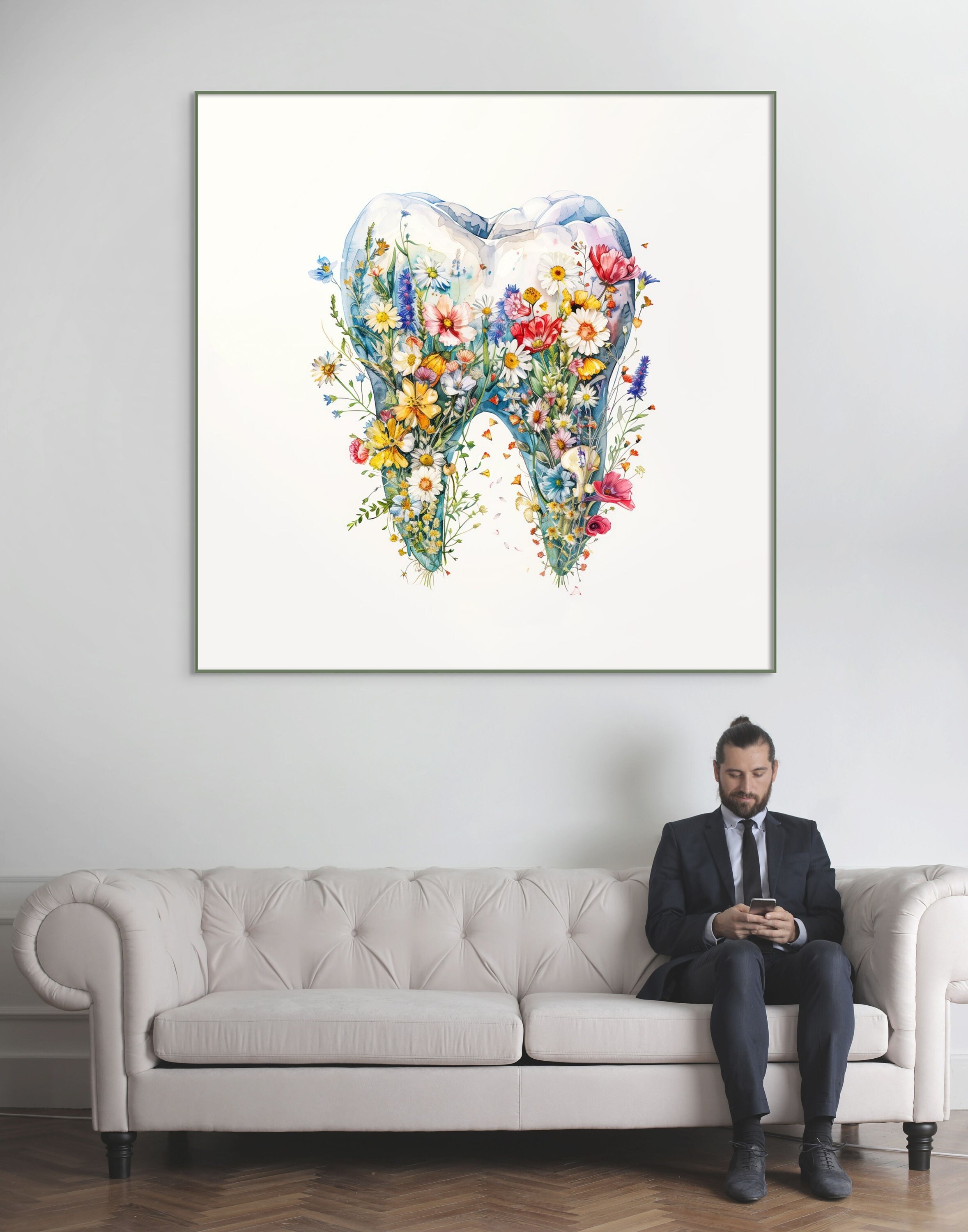 Tooth Print Dental Printable Dentist Office Wall Art Organ Drawing ...