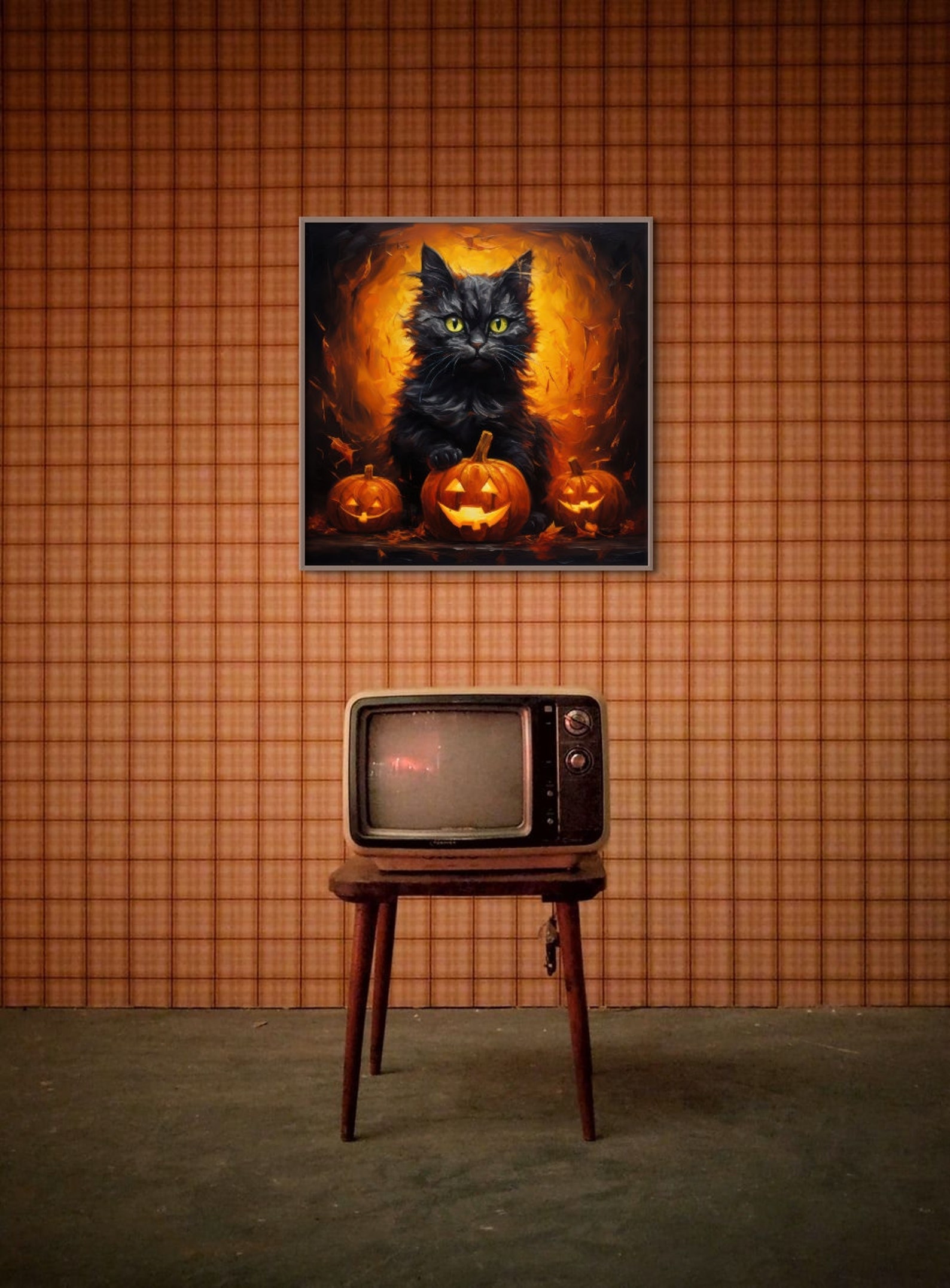 Halloween Cat Print Halloween Black Cat Printable Pumpkin Poster All ...