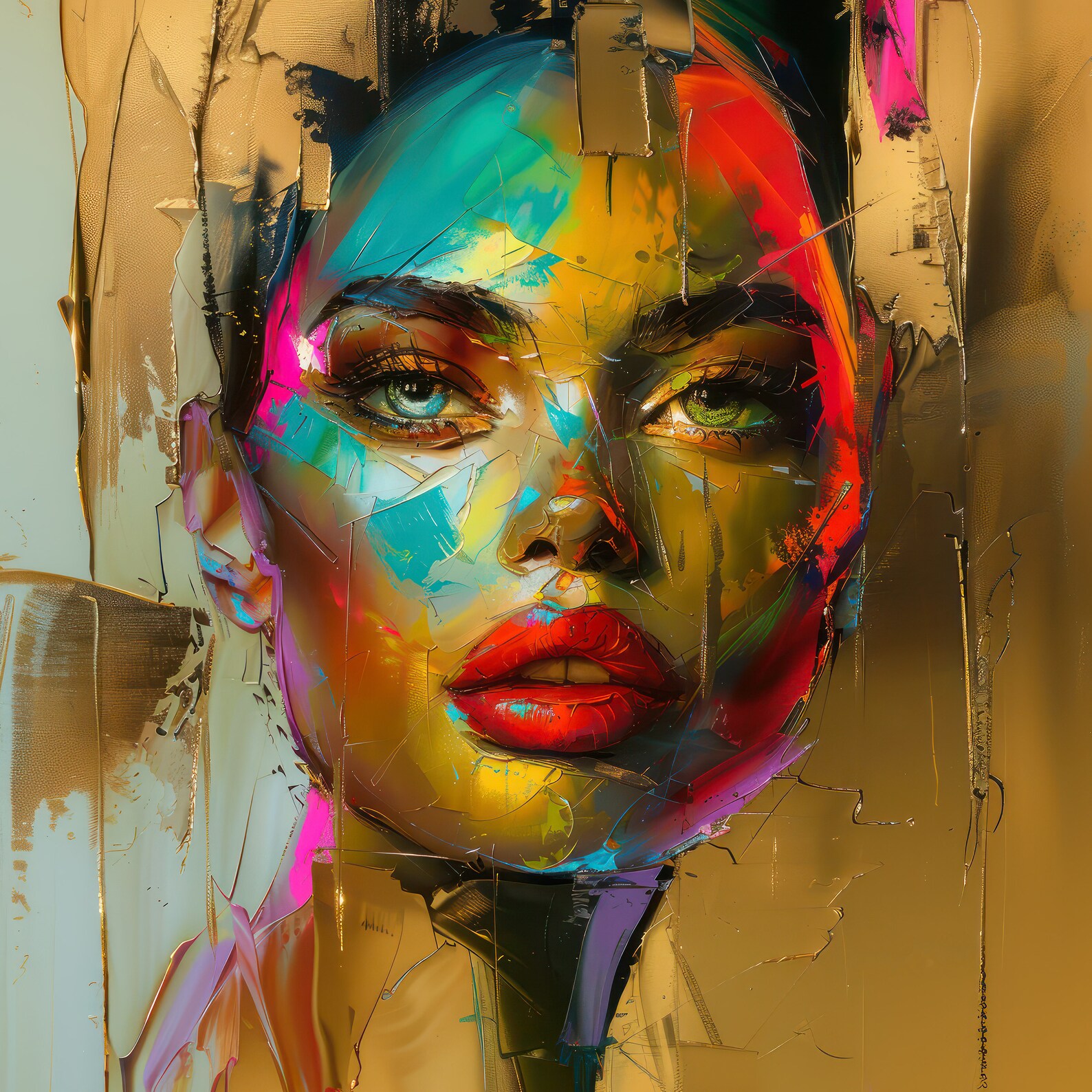 Woman Portrait Print Woman Face Printable Wall Art Painting Female Face ...