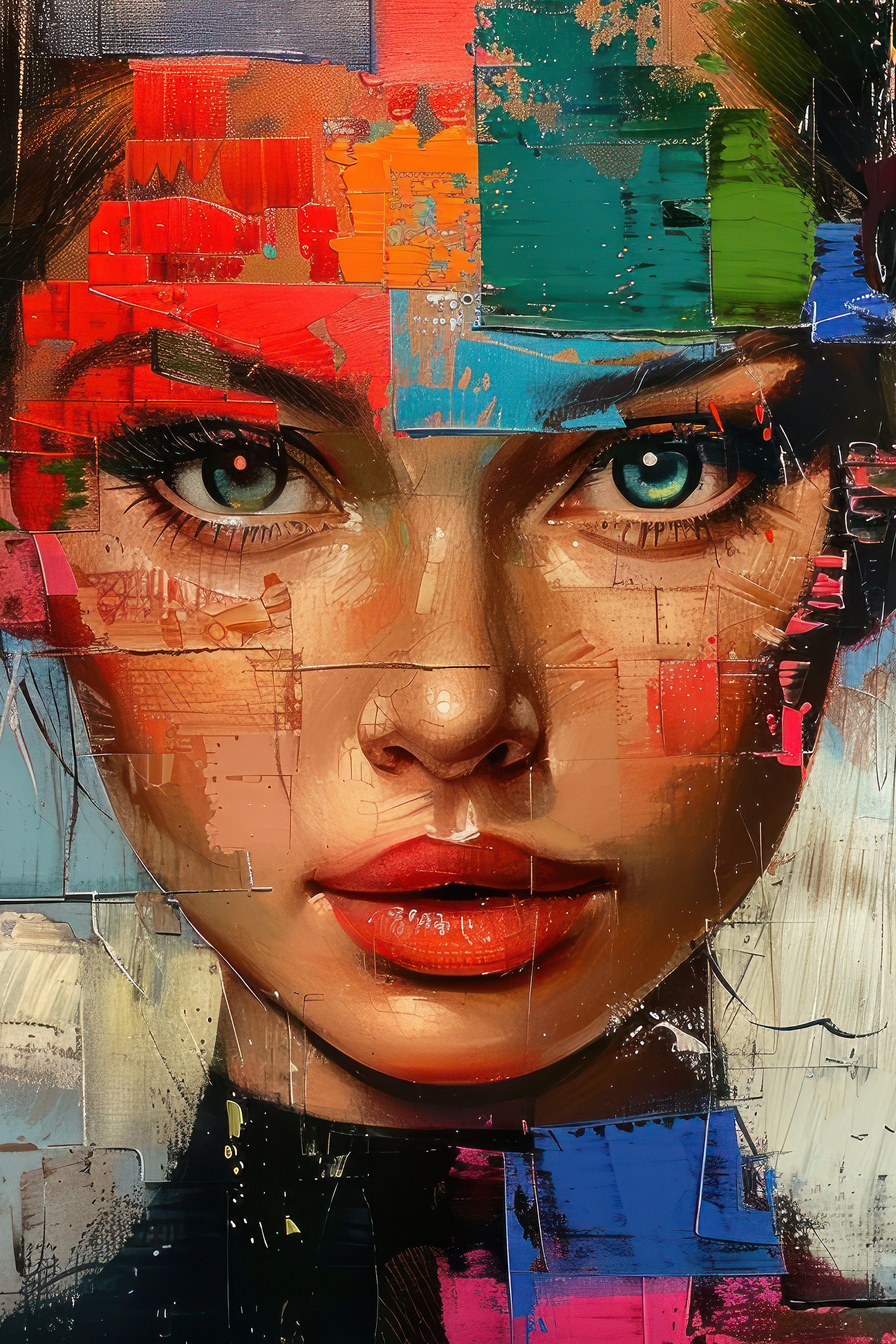 Woman Portrait Print Woman Face Printable Wall Art Painting Female Face ...