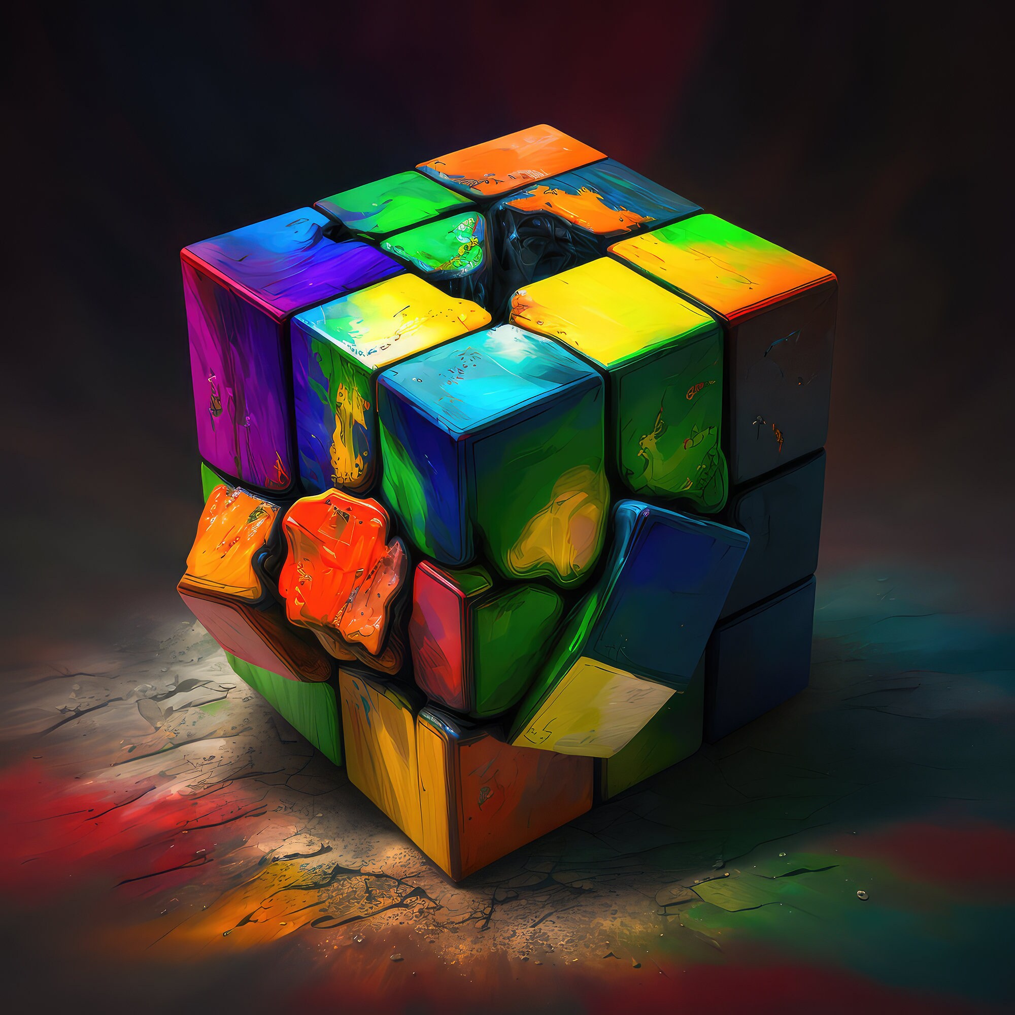 Rubik Cube Printable Rubik Cube Print Colorful Wall Art - Etsy