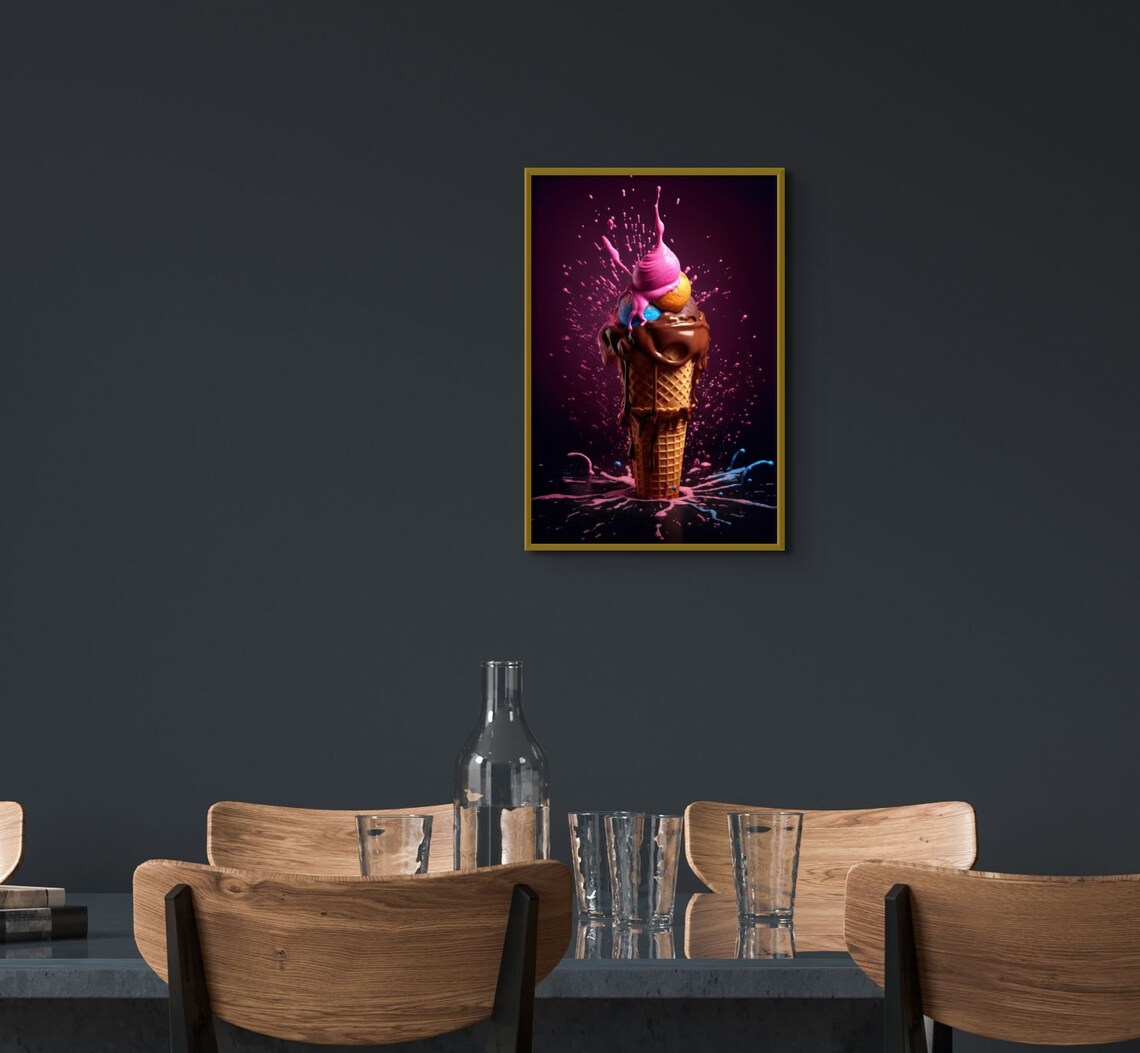 Ice Cream Print Colorful Food Poster Kitchen Wall Art Gelato - Etsy