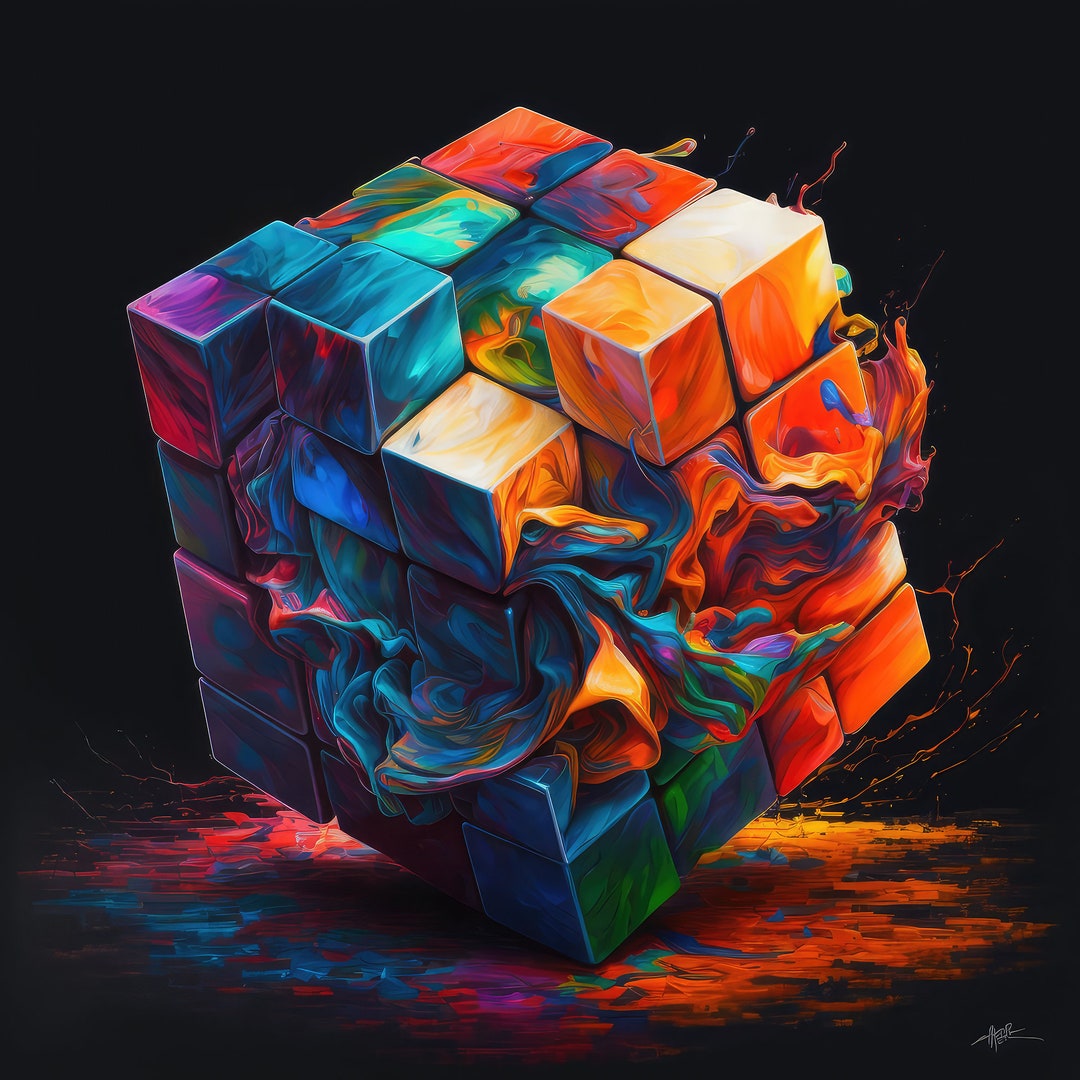 Rubik Cube Printable Rubik Cube Print Colorful Wall Art - Etsy