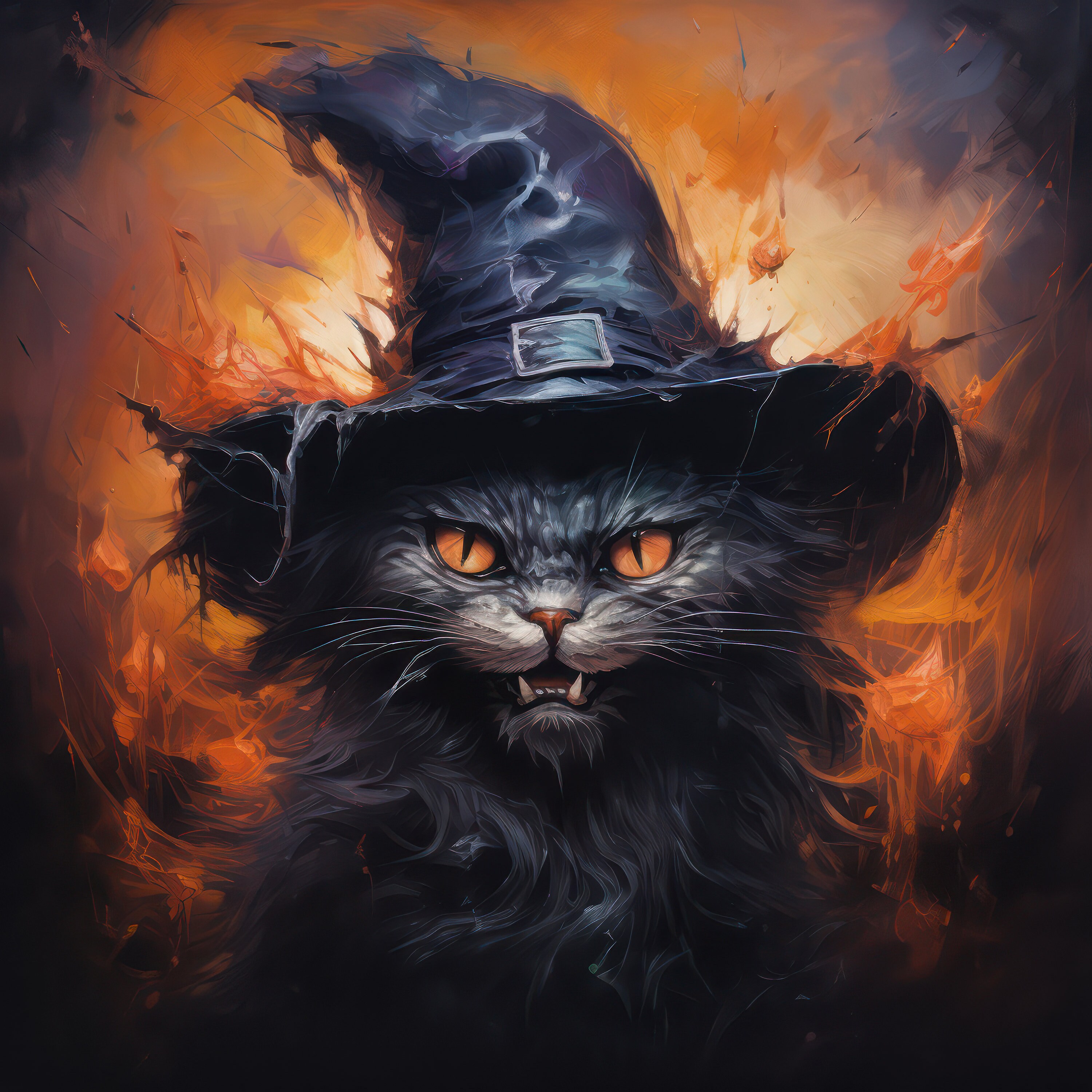 Halloween Print Halloween Black Cat Printable Jack O Lantern Poster ...