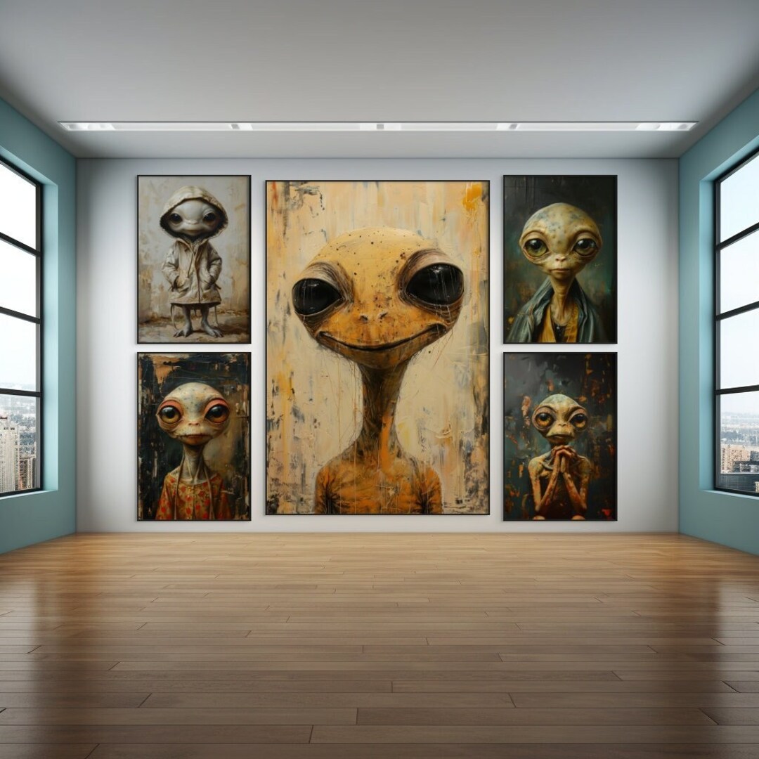 Alien Poster Alien Painting Alien Printable Cosmos Wall Art Space Home ...