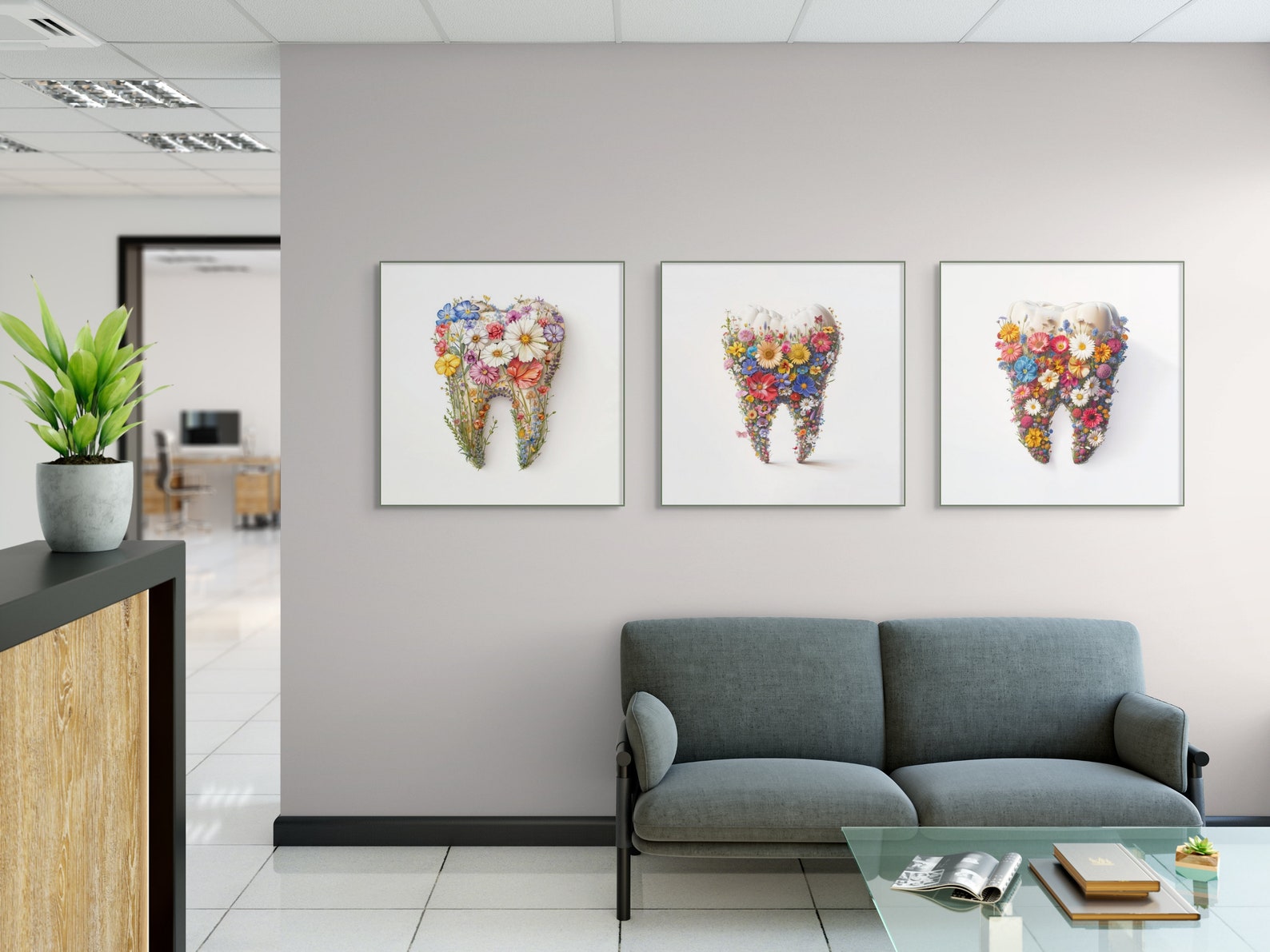 Tooth Print Dental Printable Dentist Office Wall Art Organ Drawing ...