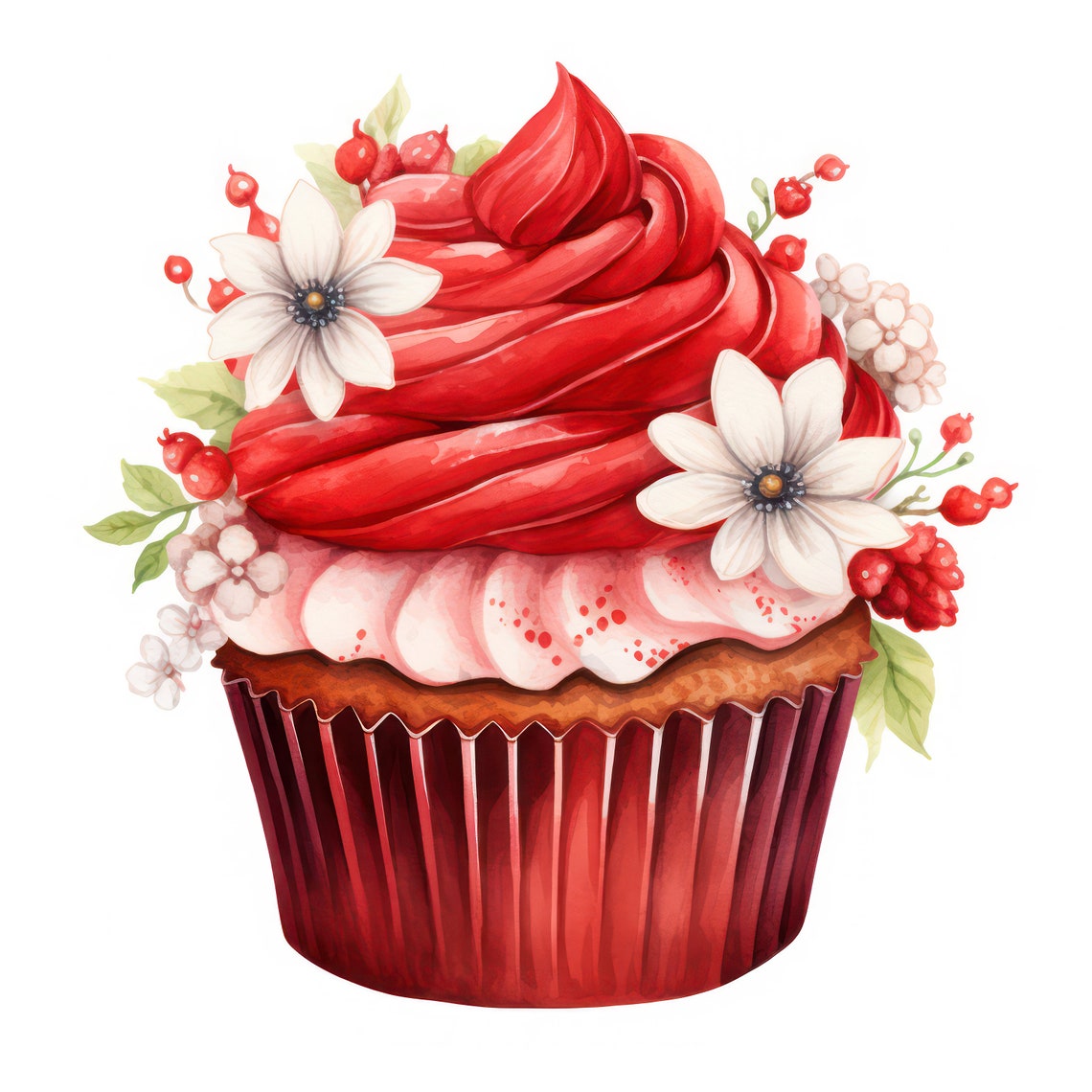 Cupcake Print Red Velvet Cupcake Printable Pastry Wall Art Patisserie ...