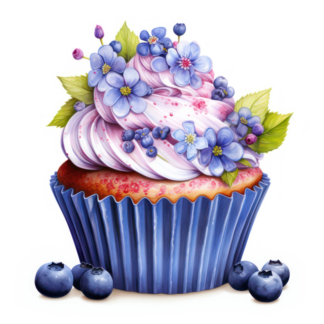 Cupcake Print Blueberry Cupcake Printable Pastry Wall Art - Etsy