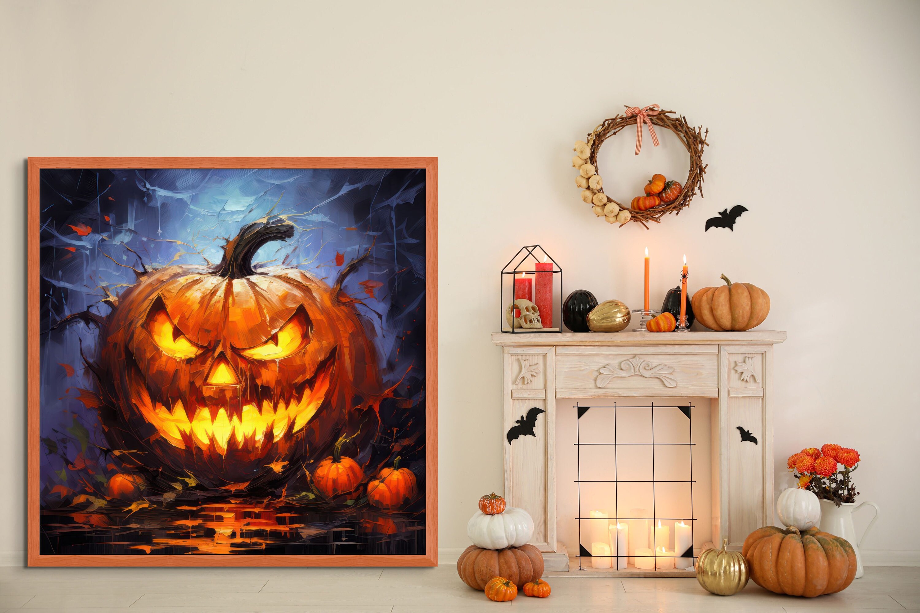 Halloween Print Halloween Black Cat Printable Jack O Lantern - Etsy