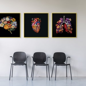Human Heart Human Brain Human Lungs Print Anatomical Printable Anatomic ...