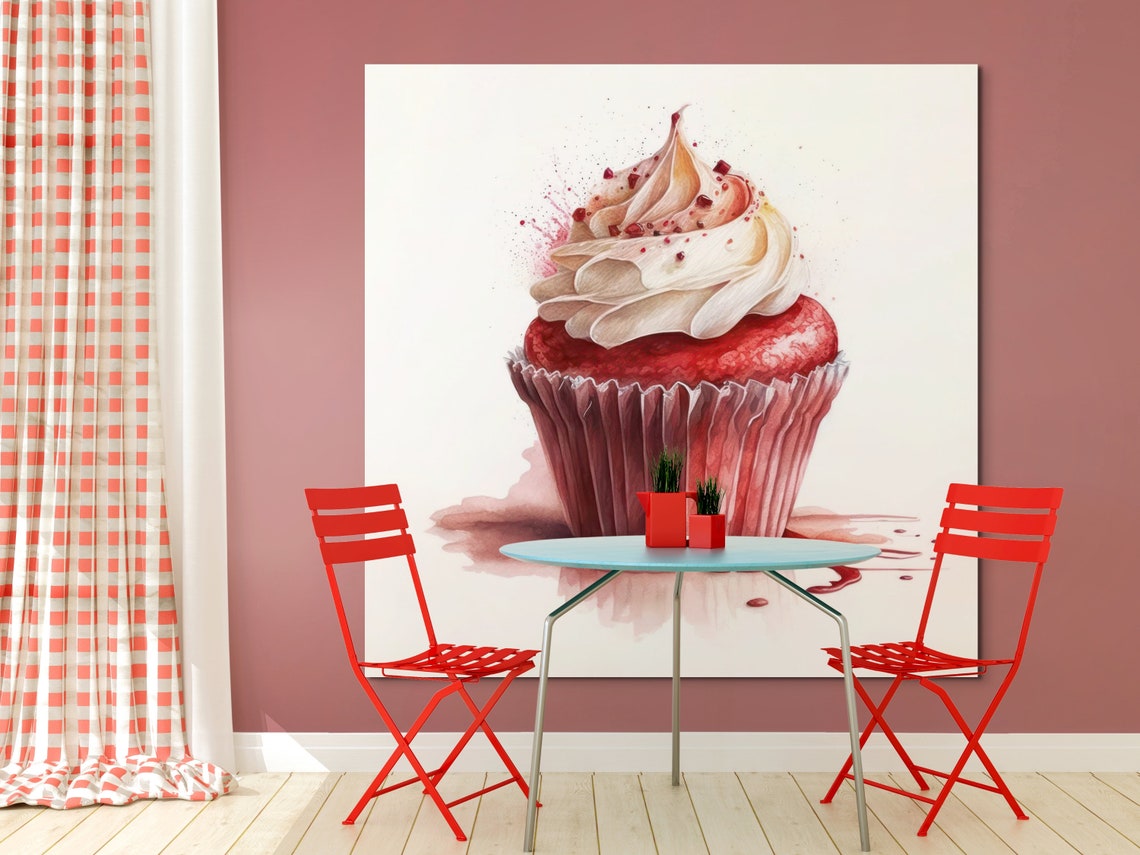 Cupcake Print Red Velvet Cupcake Printable Pastry Wall Art - Etsy