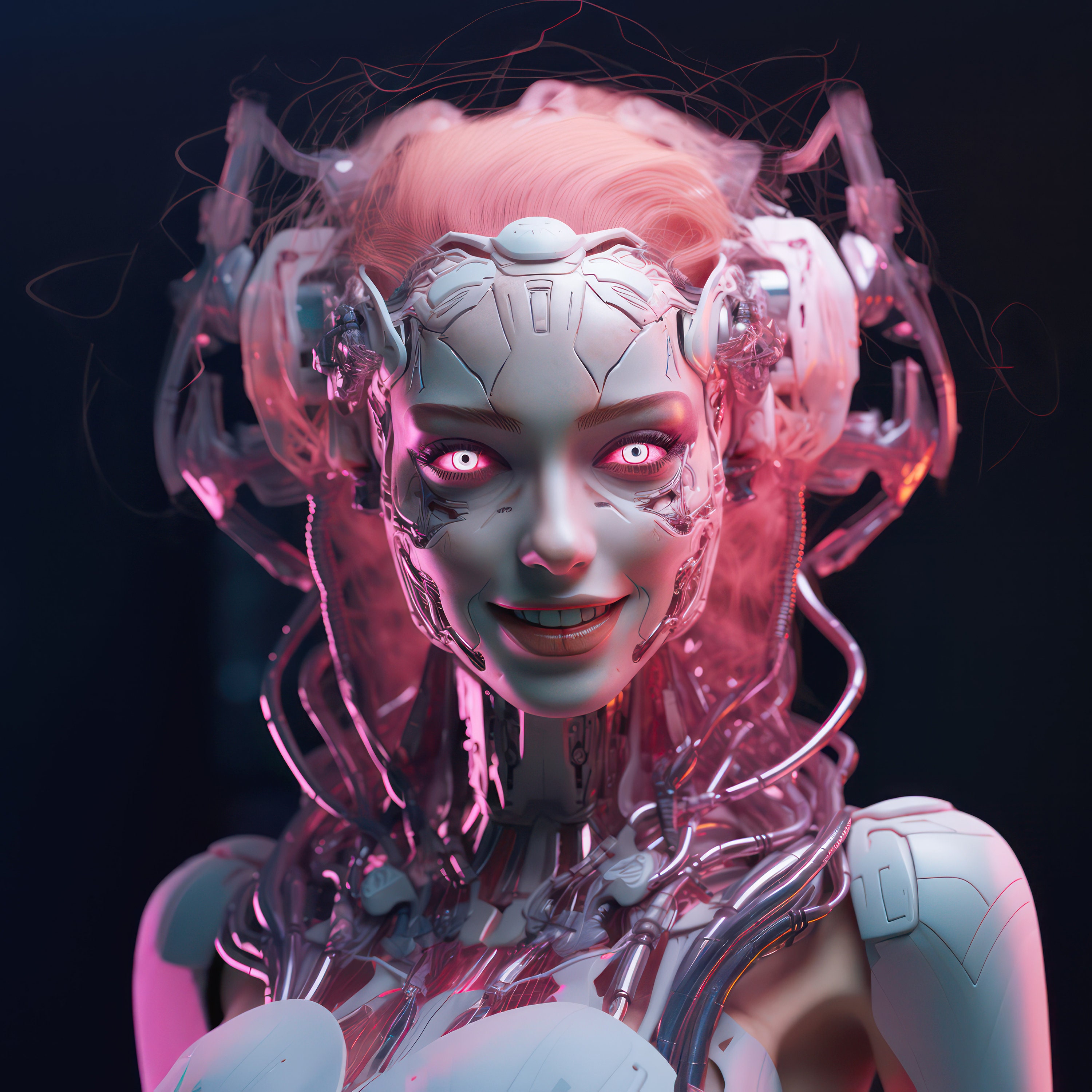 Robot Girl Print Pink Cyborg Woman Printable Futuristic Wall Art Sci Fi ...