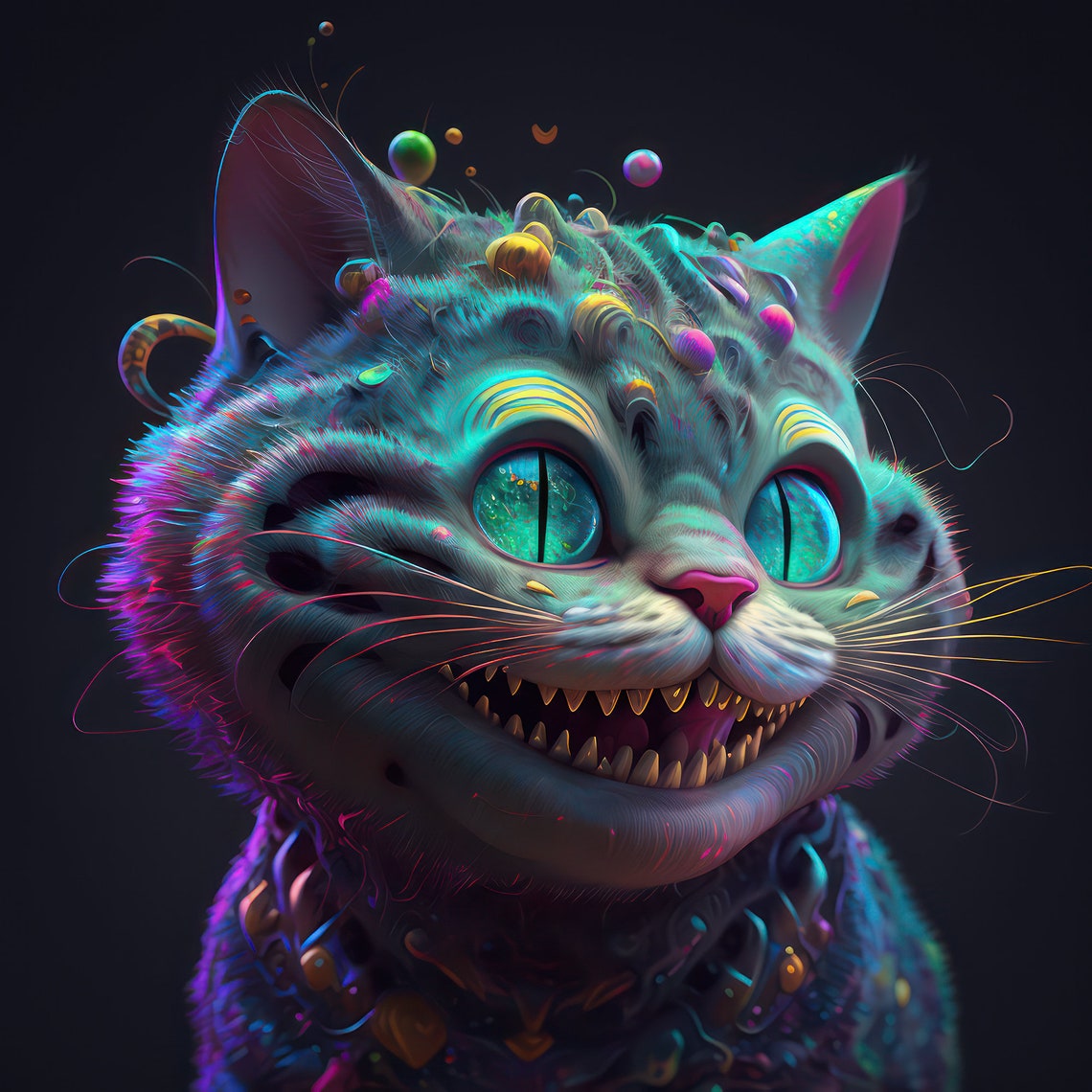 Cheshire Cat Art, Cheshire Cat Printable, Colorful Cat Poster, Cat ...