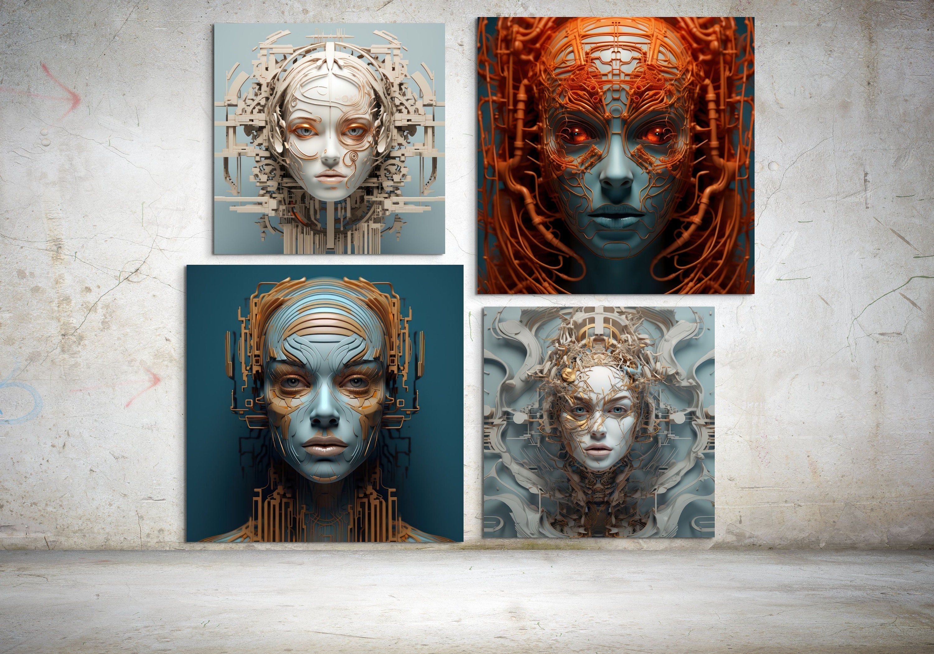 Woman Portrait Woman Face Printable Print Female Face Poster Girl Robot ...