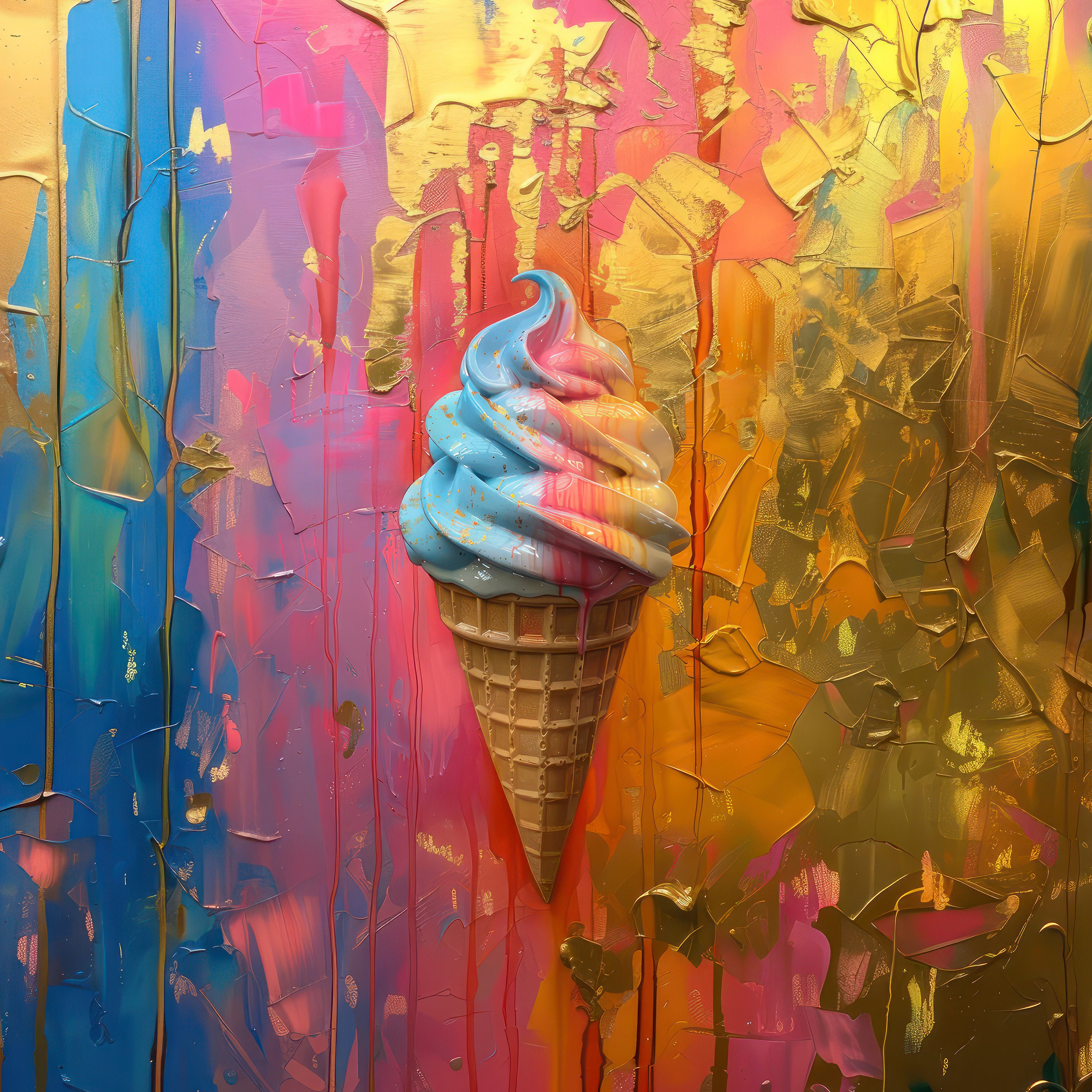 Ice Cream Print Colorful Food Poster Kitchen Wall Art Gelato Artwork ...
