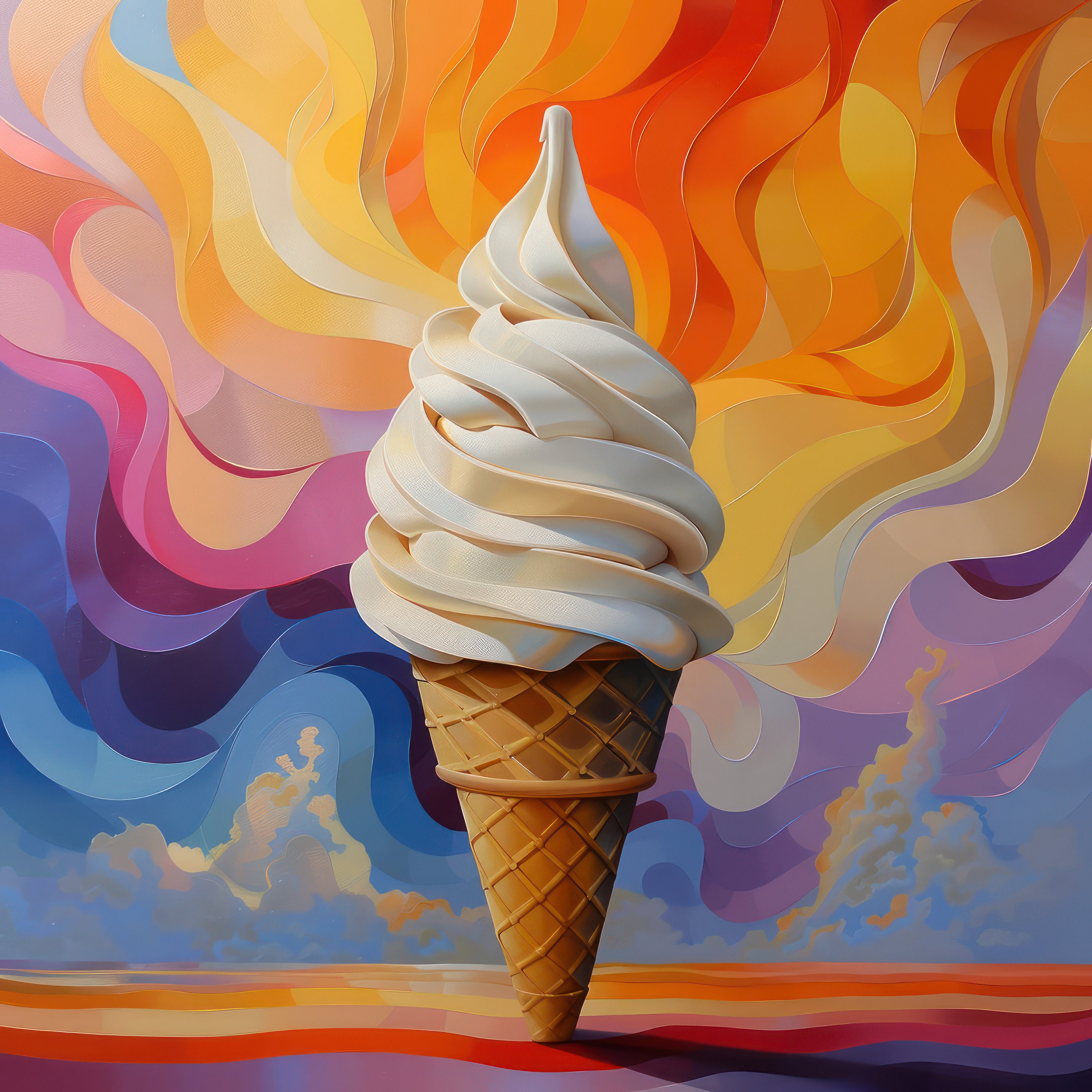 Ice Cream Print Colorful Food Poster Kitchen Wall Art Whimsical Gelato ...