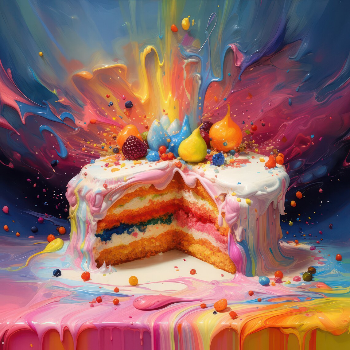 Colorful Cake Print Cake Printable Pastry Poster Patisserie Picture Oil ...