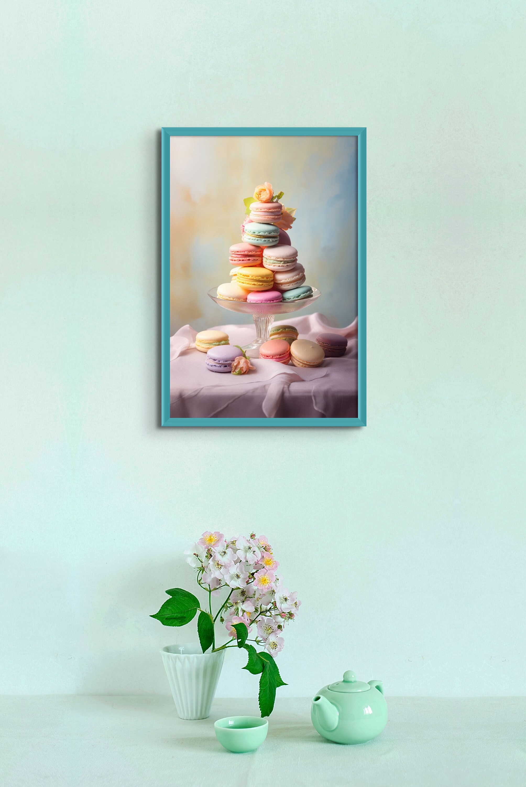 Macarons Print Macarons Printable Kitchen Wall Artwork Meringue Poster ...