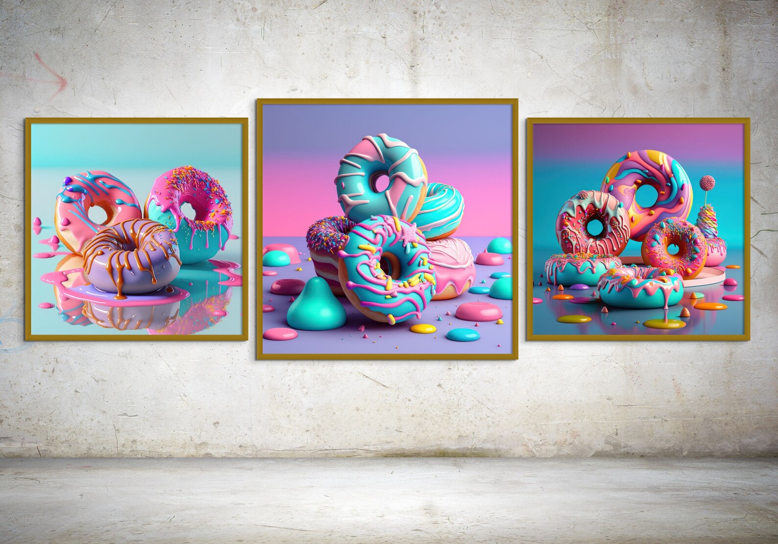 Colorful Donut Print Donut Printable Pastry Patisserie Wall Art Kitchen ...