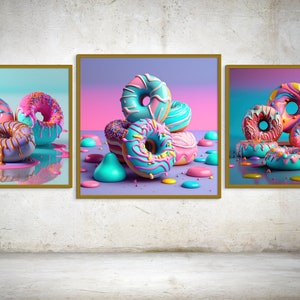 Colorful Donut Print Donut Printable Pastry Patisserie Wall Art Kitchen ...