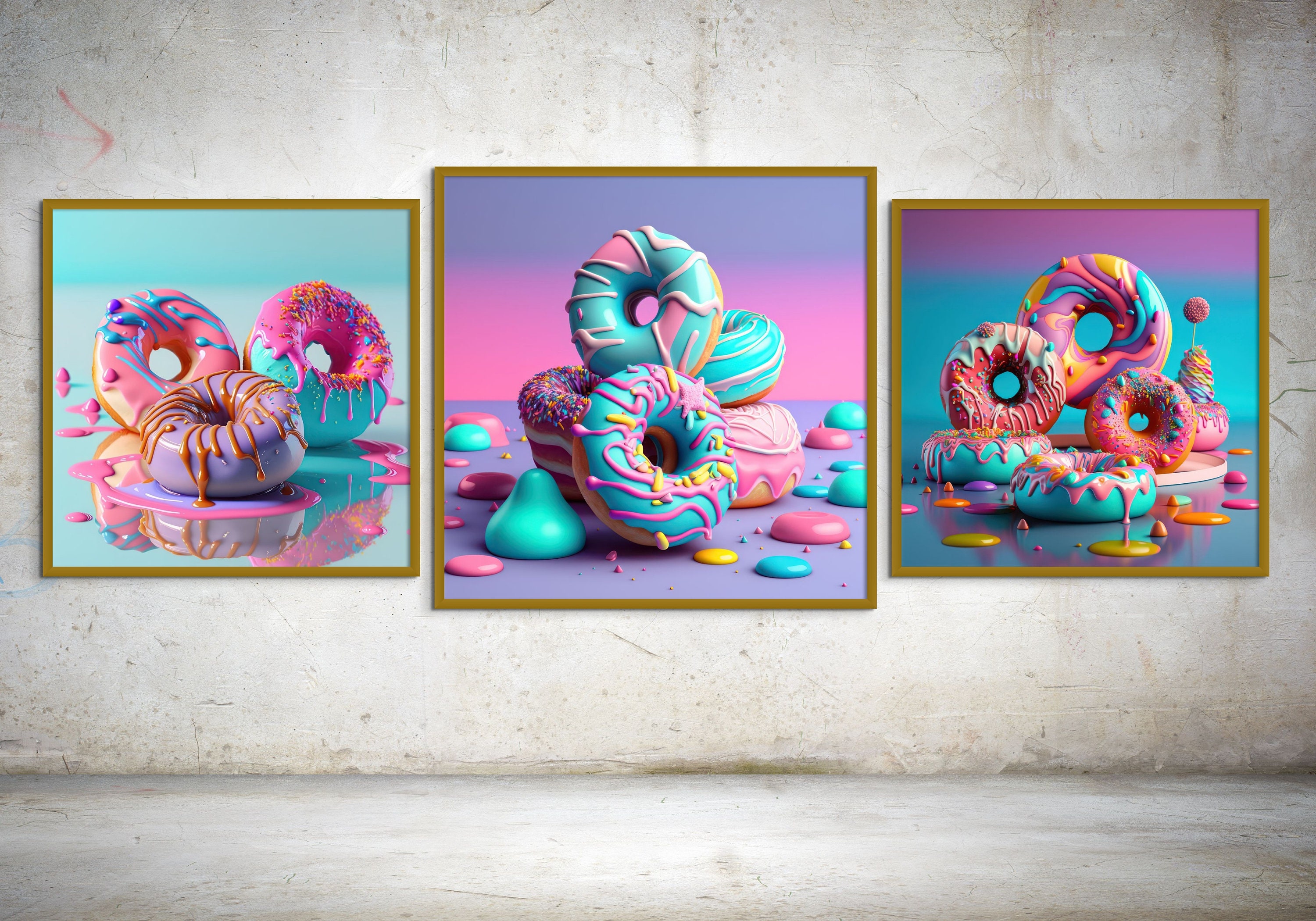 Colorful Donut Print Donut Printable Pastry Patisserie Wall Art Kitchen ...