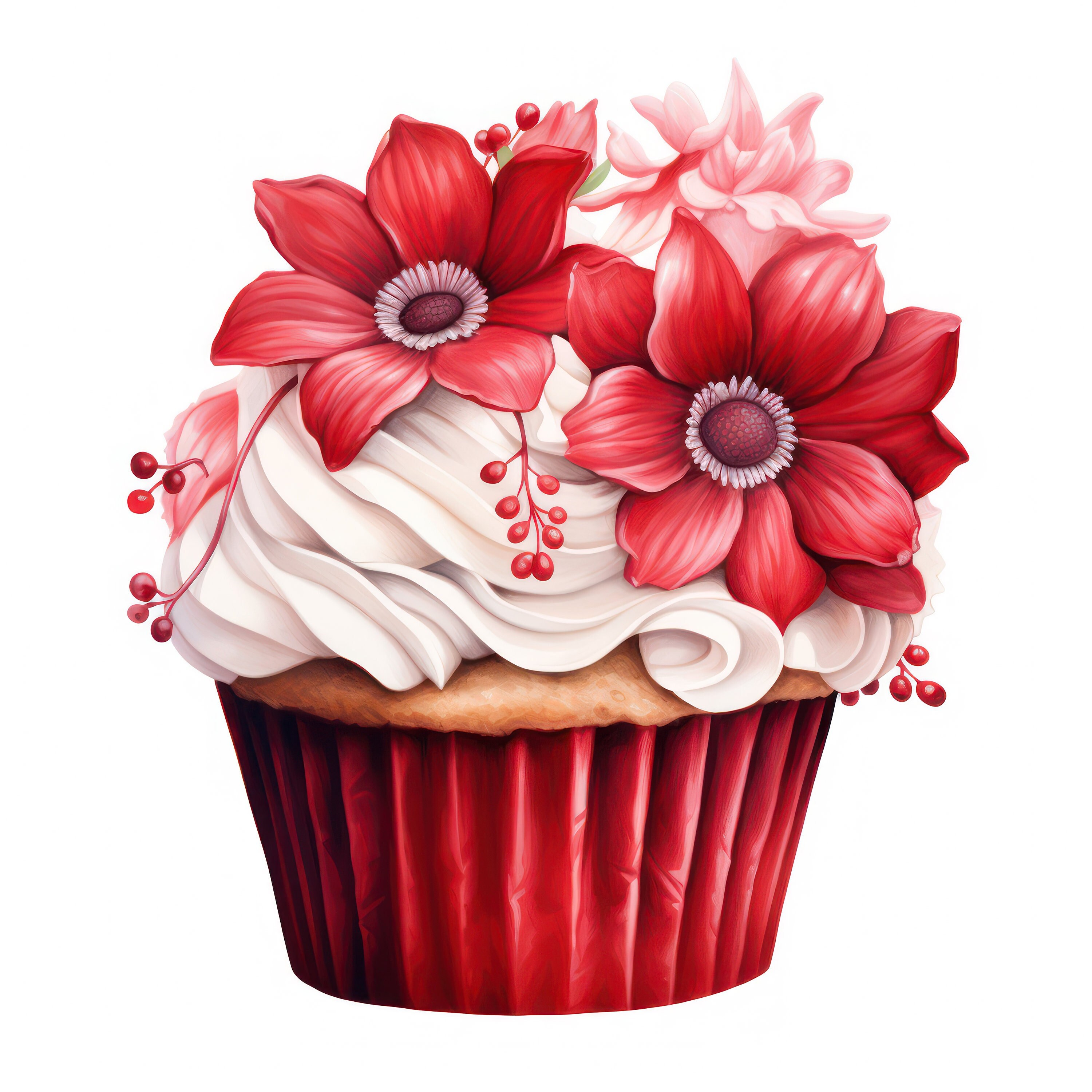 Cupcake Print Red Velvet Cupcake Printable Pastry Wall Art Patisserie ...