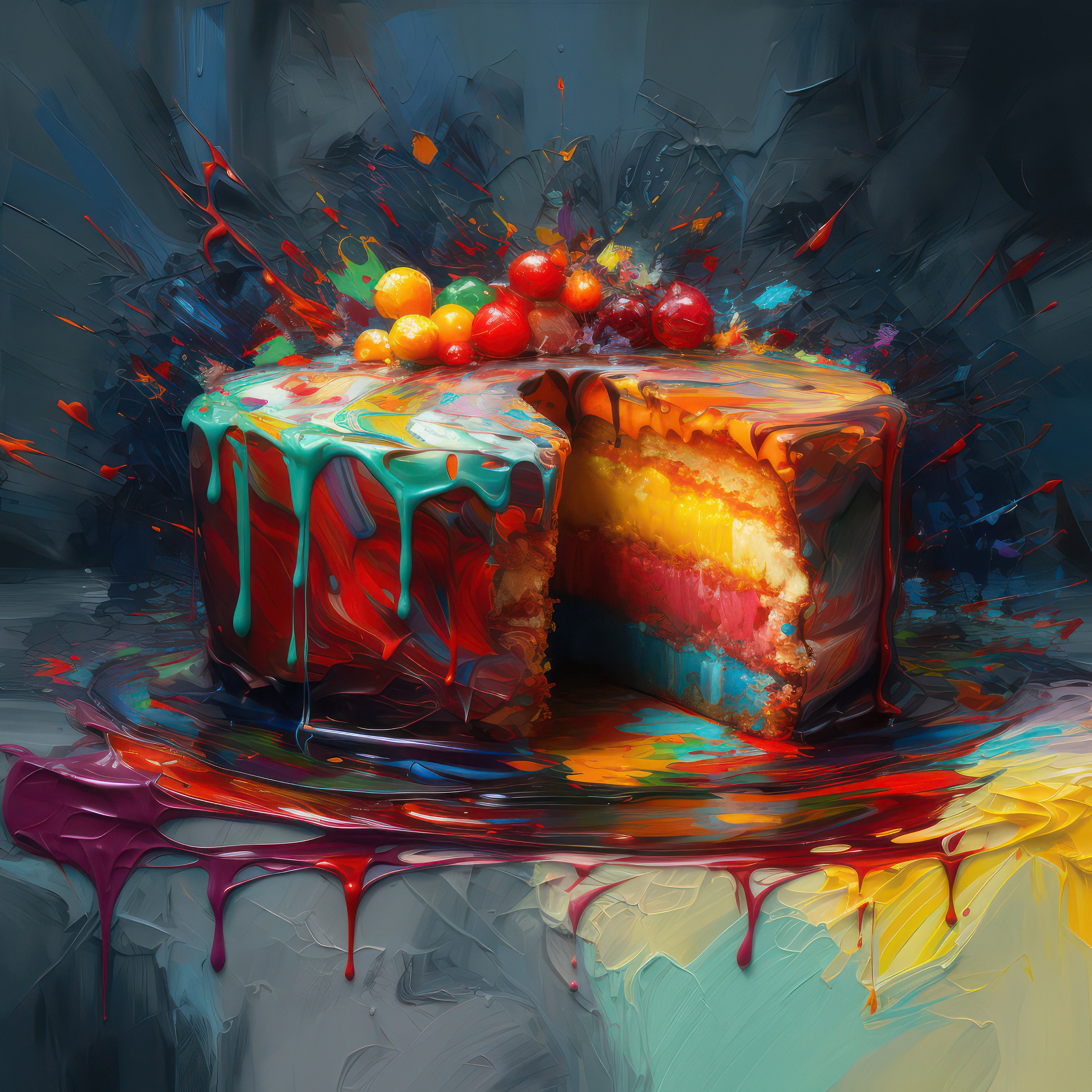 Colorful Cake Print Cake Printable Pastry Poster Patisserie Picture Oil ...