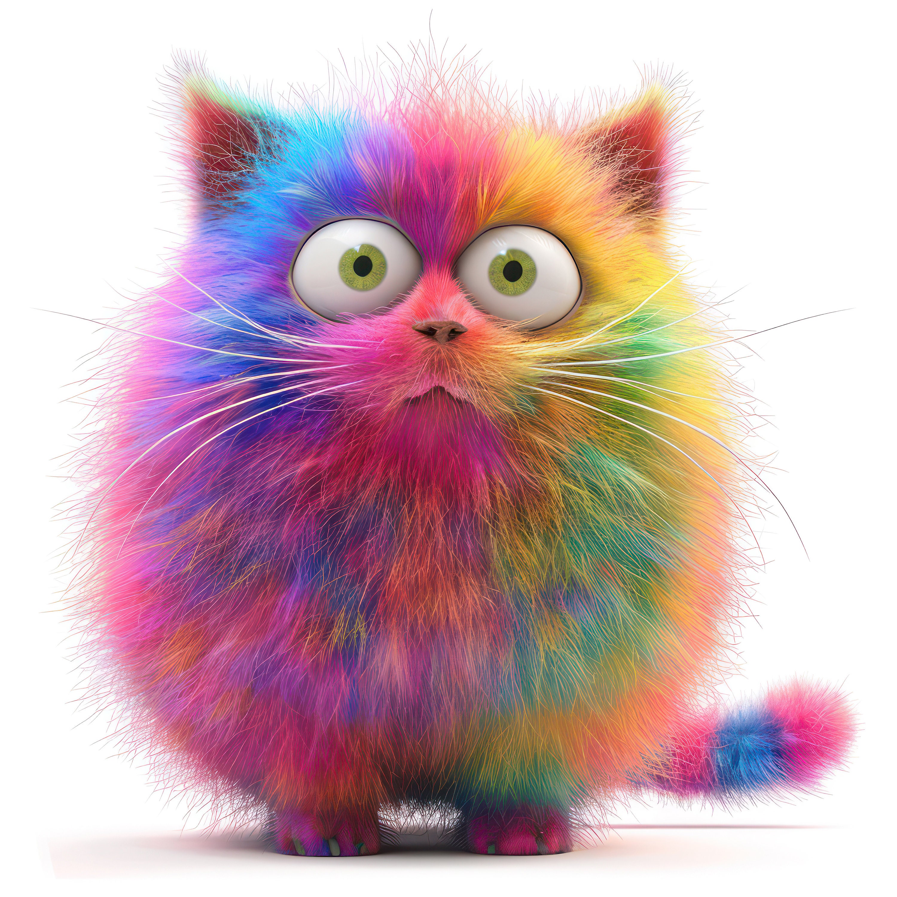 Colorful Cat Printable Cartoon Cat Print Cute Cat Wall Art Cat Portrait ...