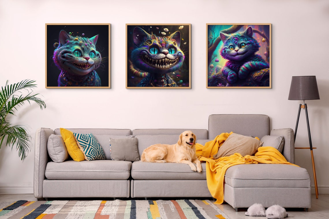 Cheshire Cat Art Cheshire Cat Printable Colorful Cat Poster - Etsy