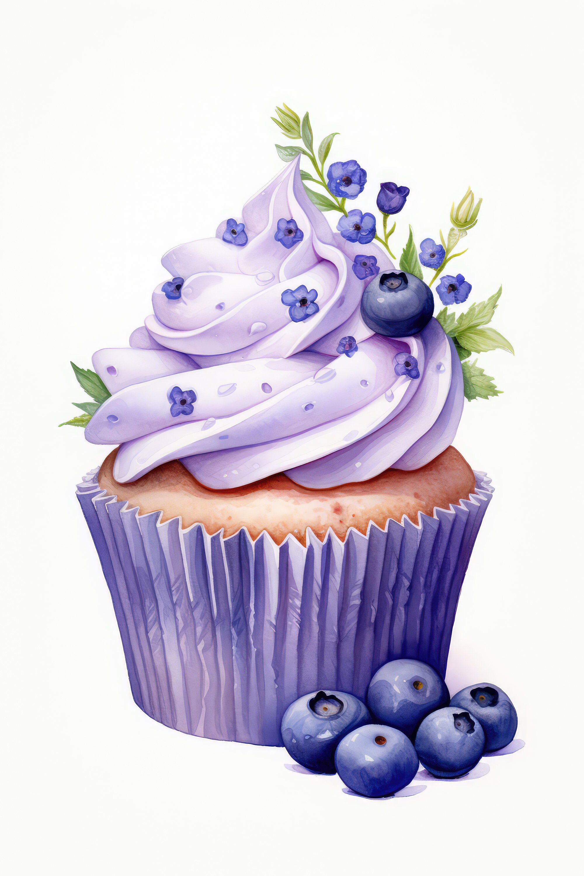 Cupcake Print Lavender Cupcake Printable Berry Pastry Wall Art ...