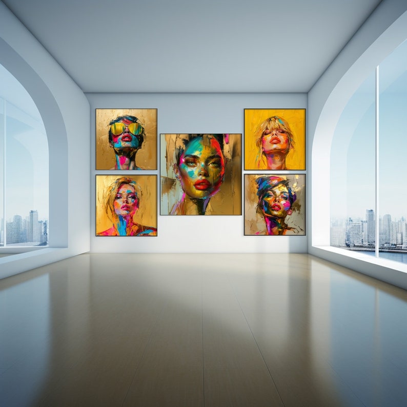 Woman Portrait Print Woman Face Printable Wall Art Painting Female Face ...