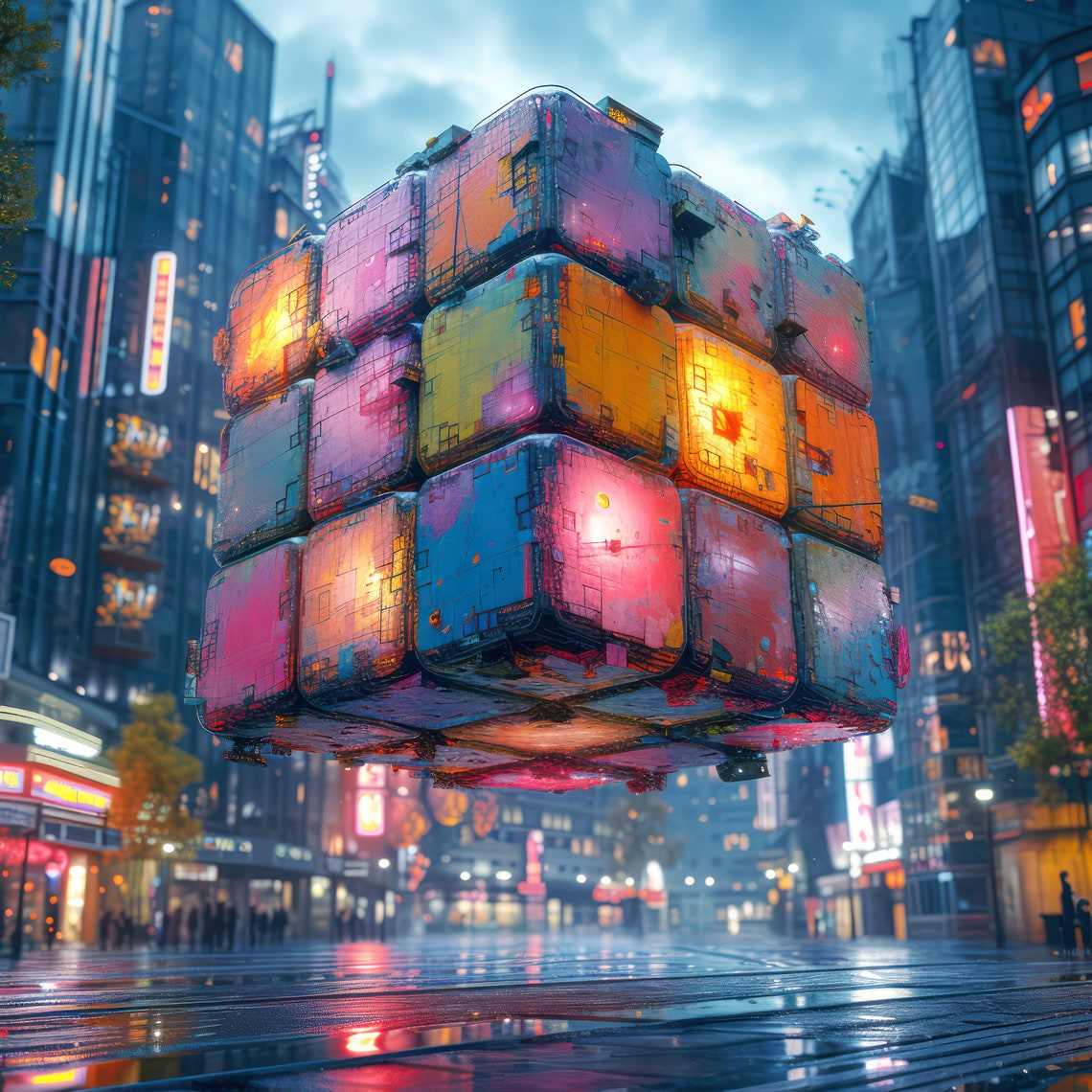 Rubik Cube Printable Rubik Cube Print Colorful Wall Art Download ...