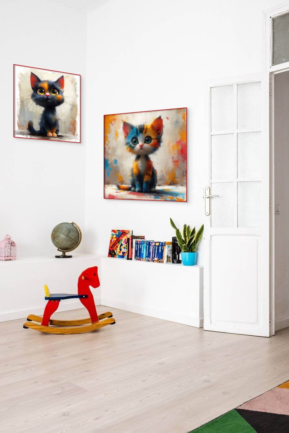 Colorful Cat Kitten Painting Pet Portrait Wall Art Print Home Décor ...