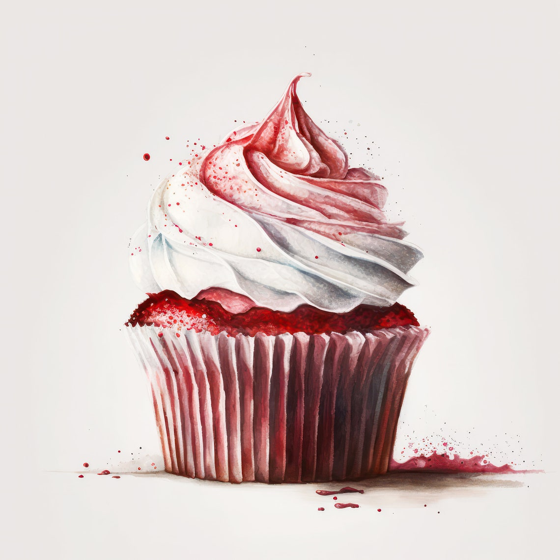 Cupcake Print Red Velvet Cupcake Printable Pastry Wall Art Patisserie ...
