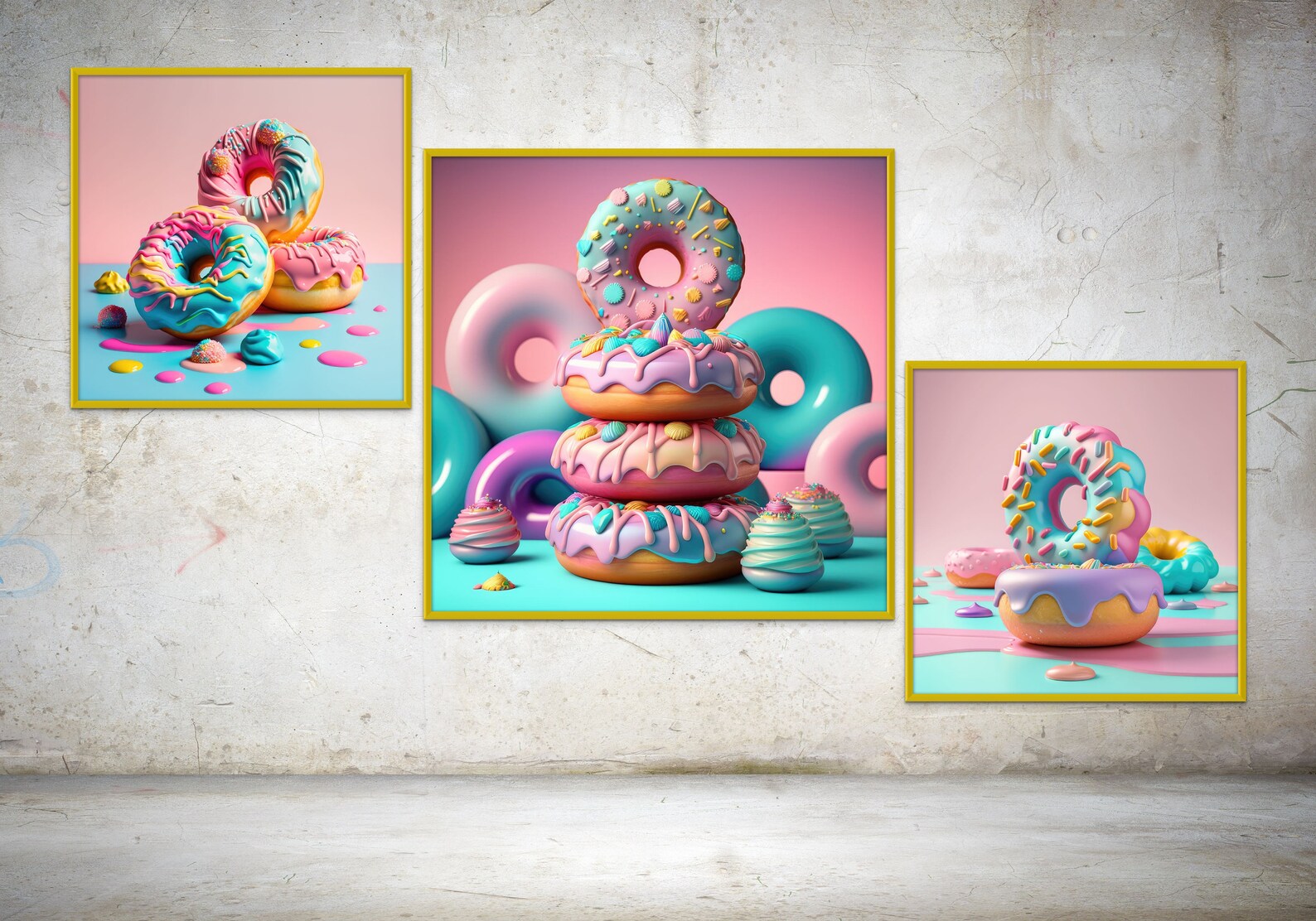 Colorful Donut Print Donut Printable Pastry Patisserie Wall Art Kitchen ...