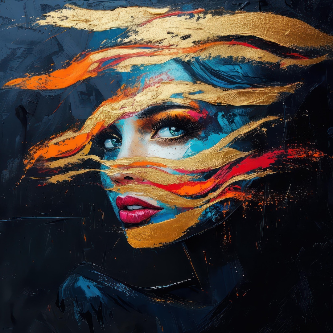 Colorful Woman Portrait Woman Face Wall Art Print Girl Poster Home ...