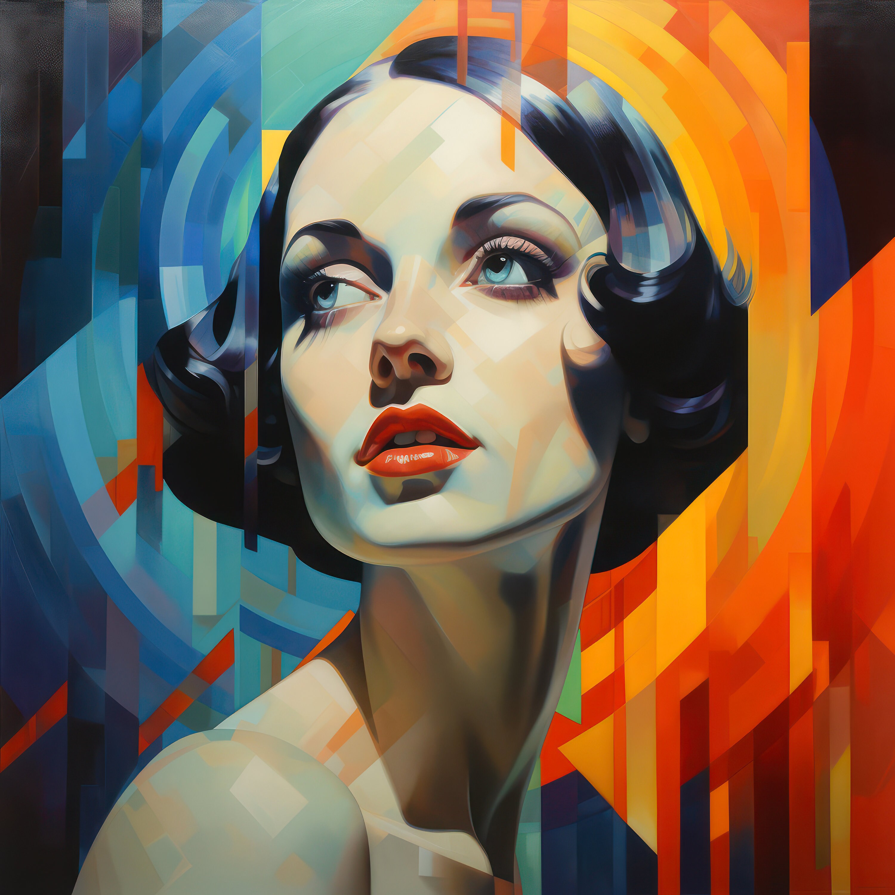 Colorful Woman Portrait Woman Face Wall Art Print Girl Poster Home ...