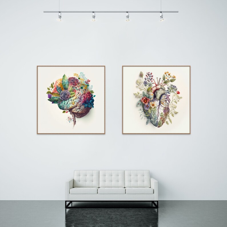 Human Heart Brain Print Anatomical Heart Anatomical Brain Printable ...
