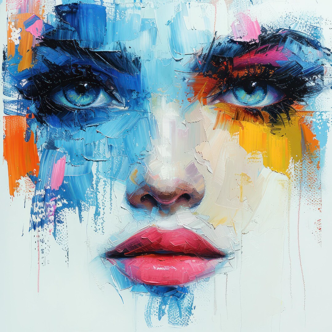 Colorful Woman Portrait Woman Face Wall Art Print Girl Poster Home ...